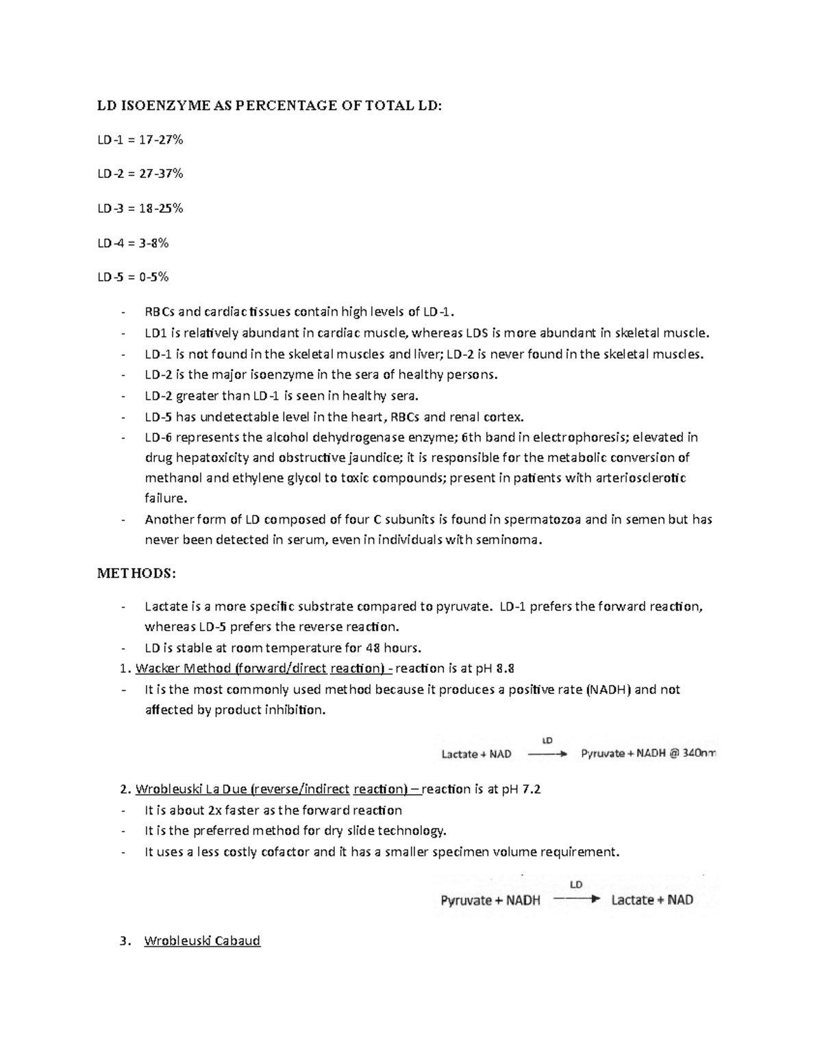 LD Isoenzyme - LD ISOENZYME AS PERCENTAGE OF TOTAL LD: LD-1 = 17-27% LD ...