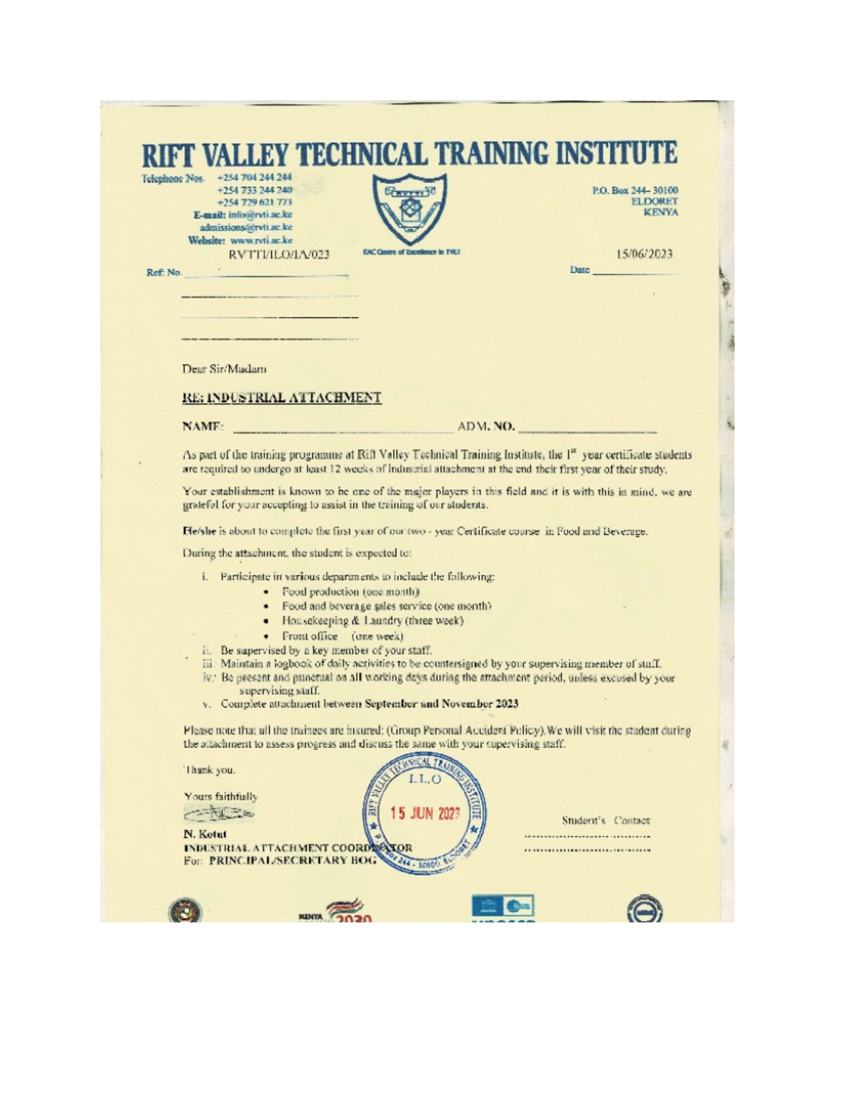 Attachment Letter 3 - docs - RIFT VALLEY TECHNICAL TRAINING INSTITUTE ...