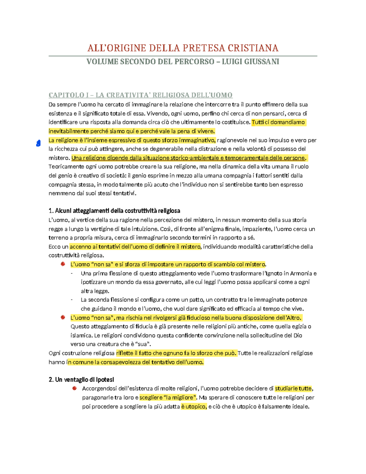 Dispensa teologia 1 alberto - ALL’ORIGINE DELLA PRETESA CRISTIANA ...