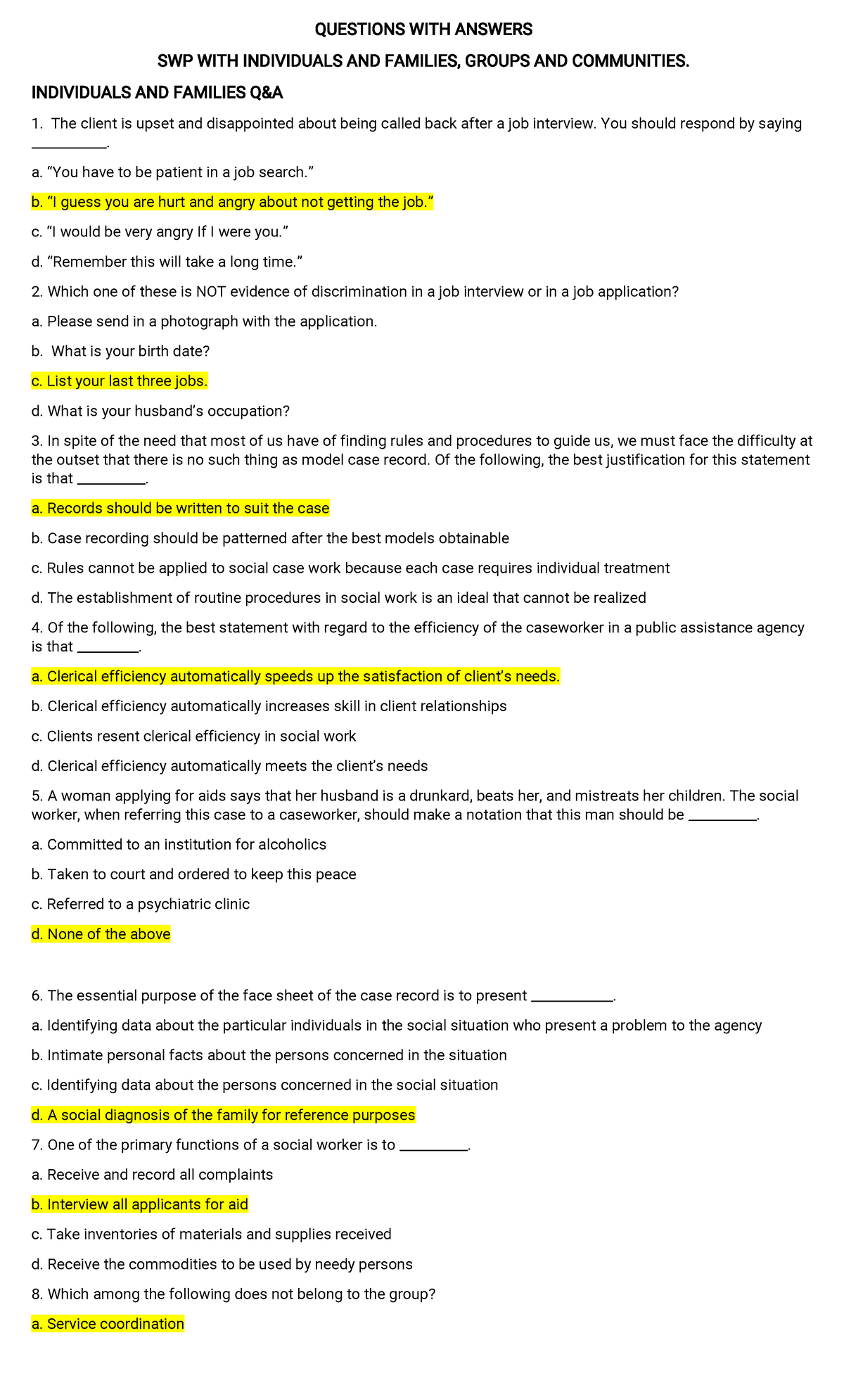 Individuals Families Groups AND Communities Questionnaires - QUESTIONS ...