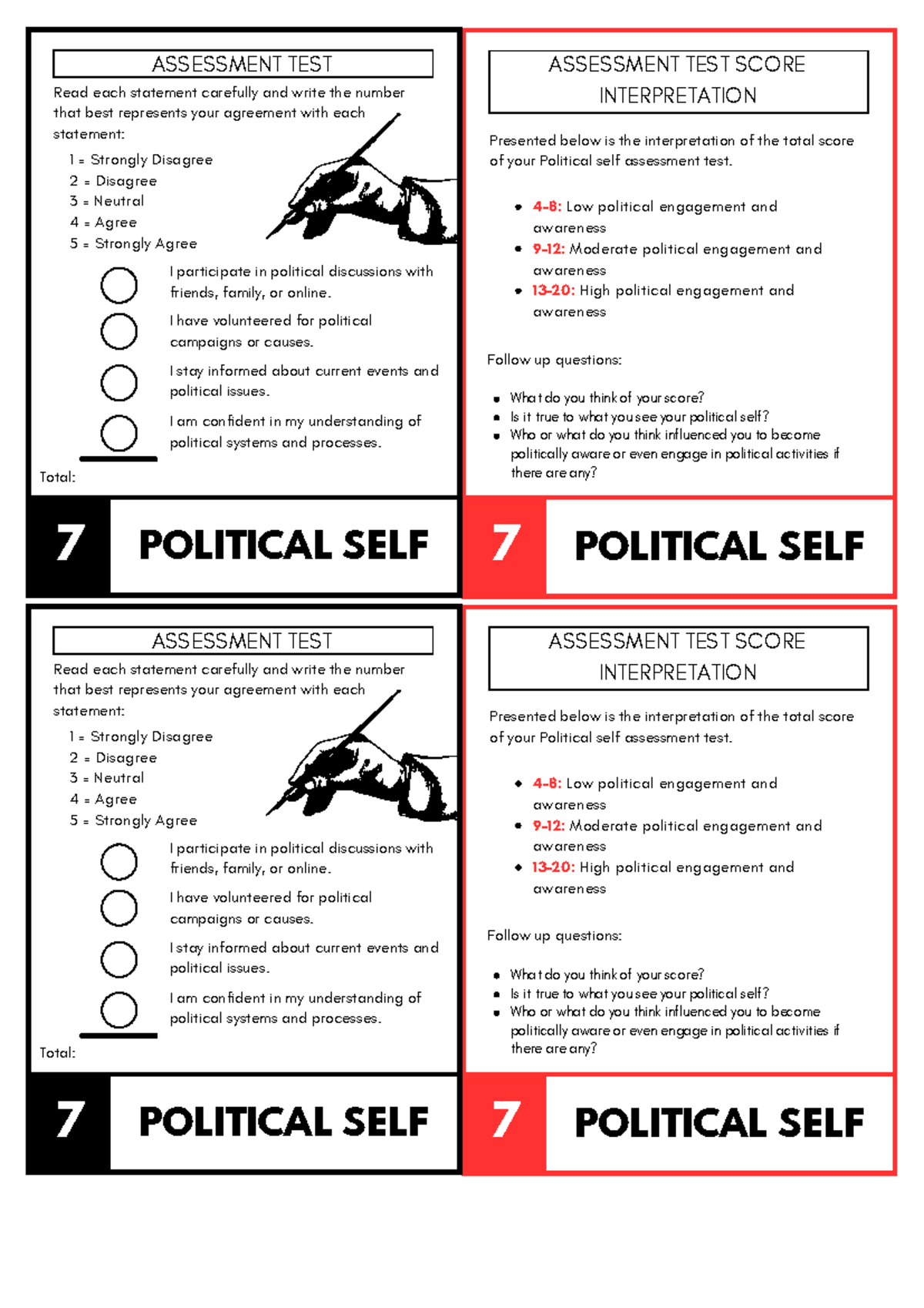 UTS Spiritual SELF Activity Sheets - 7 POLITICAL SELF Read each ...