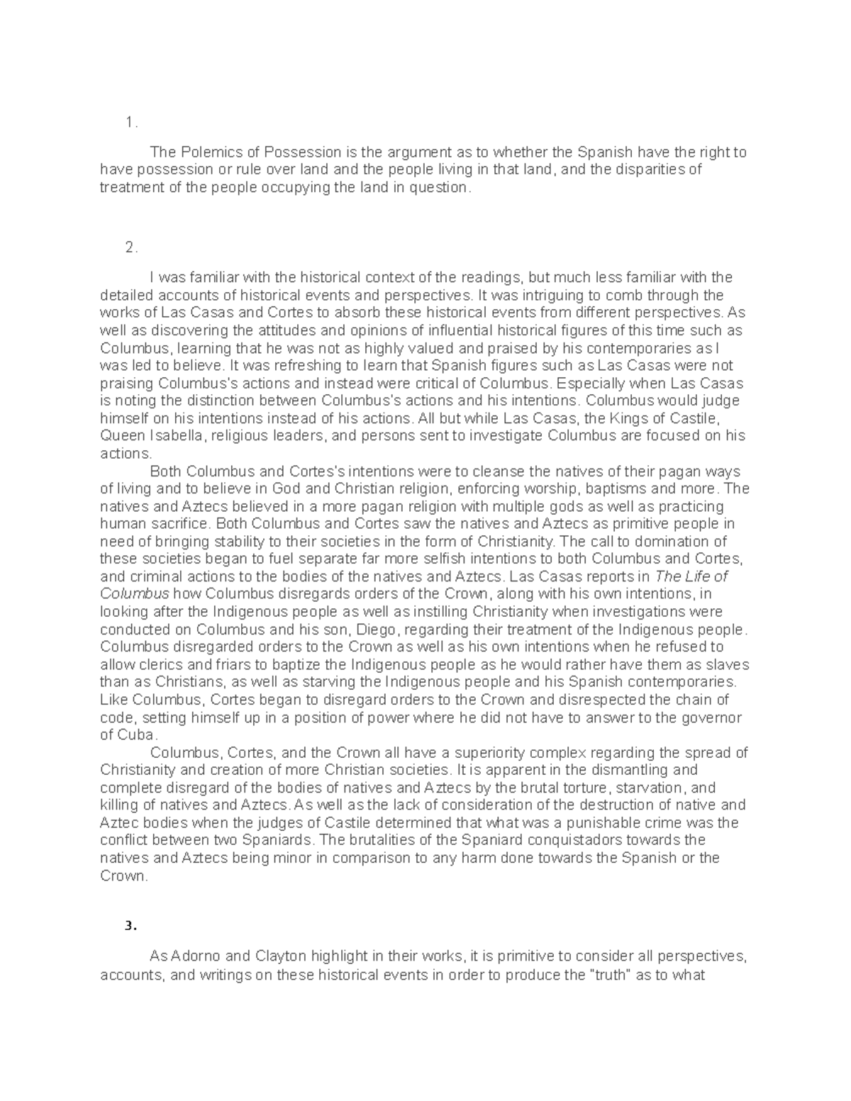 Discussion Post 1 - The Polemics of Possession - 1. The Polemics of ...