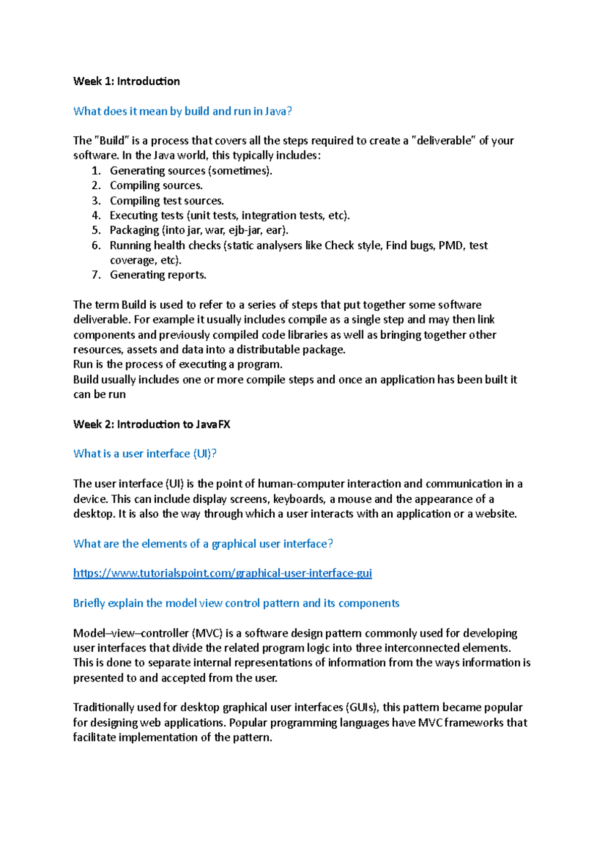 Revision 1 - Answering questions from each lecture slides from week 1 ...