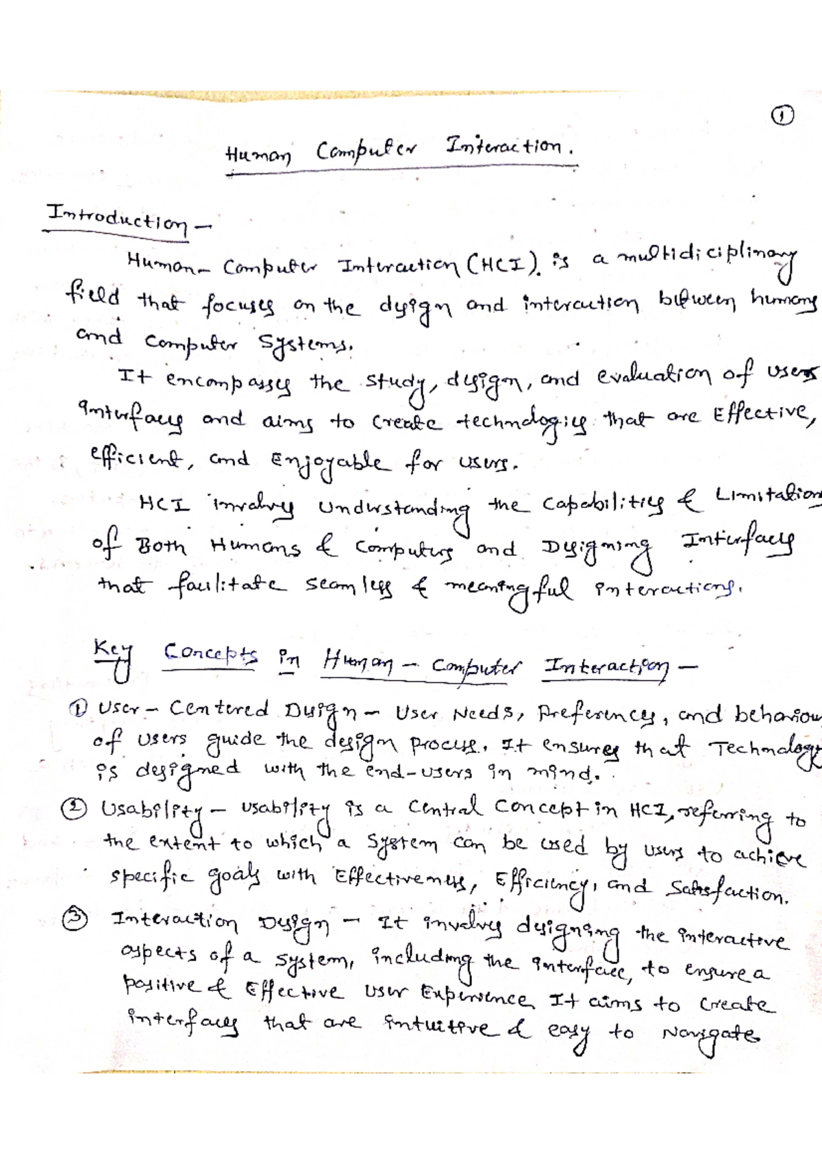 HCI UNIT-1 - Computer Science And Engineering - Studocu