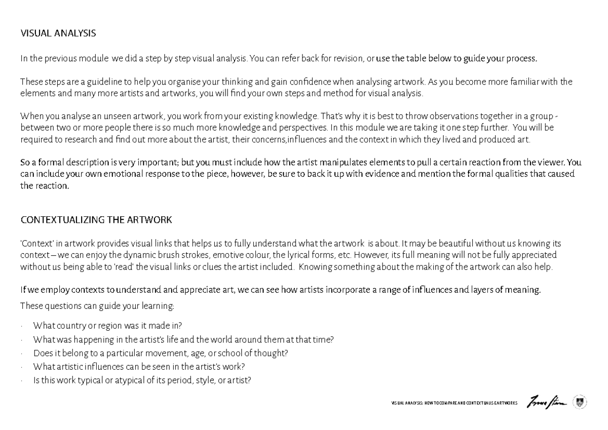 ISM ED02 Visual analysis notes - In the previous module we did a step ...