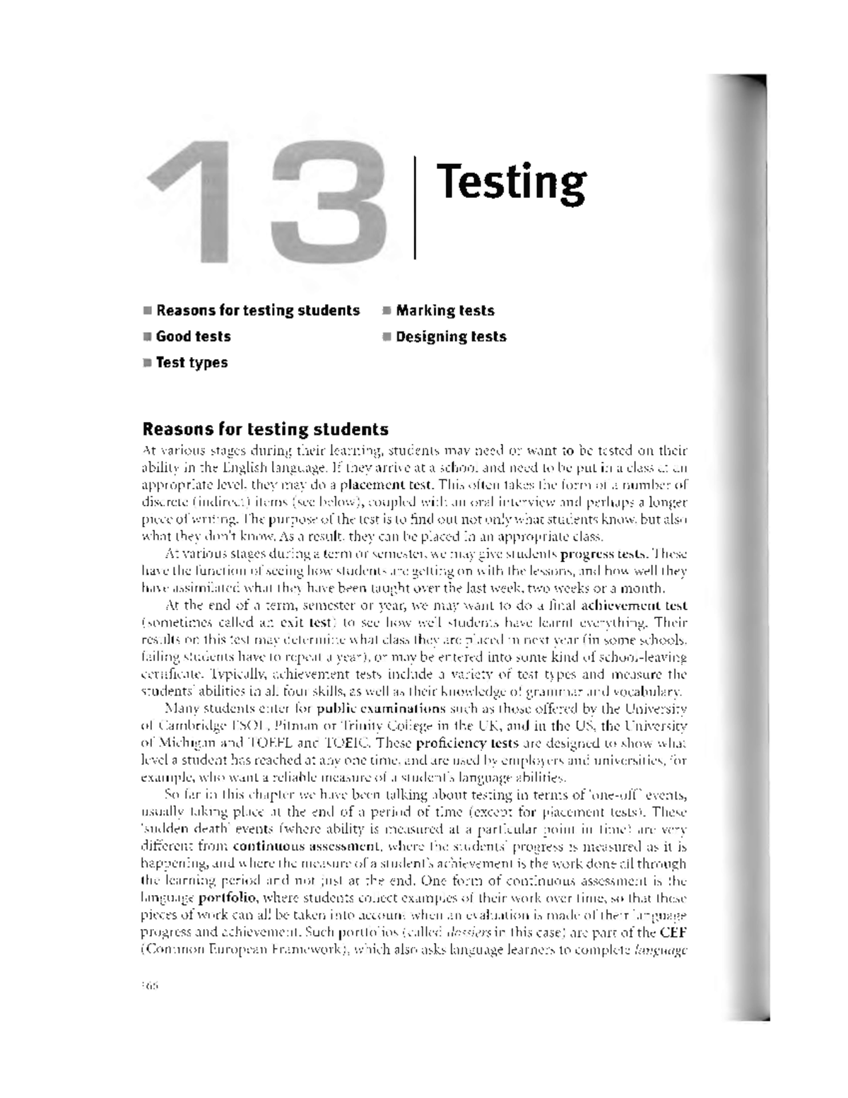 Testing - test - Reasons for testing students Marking tests Good tests ...