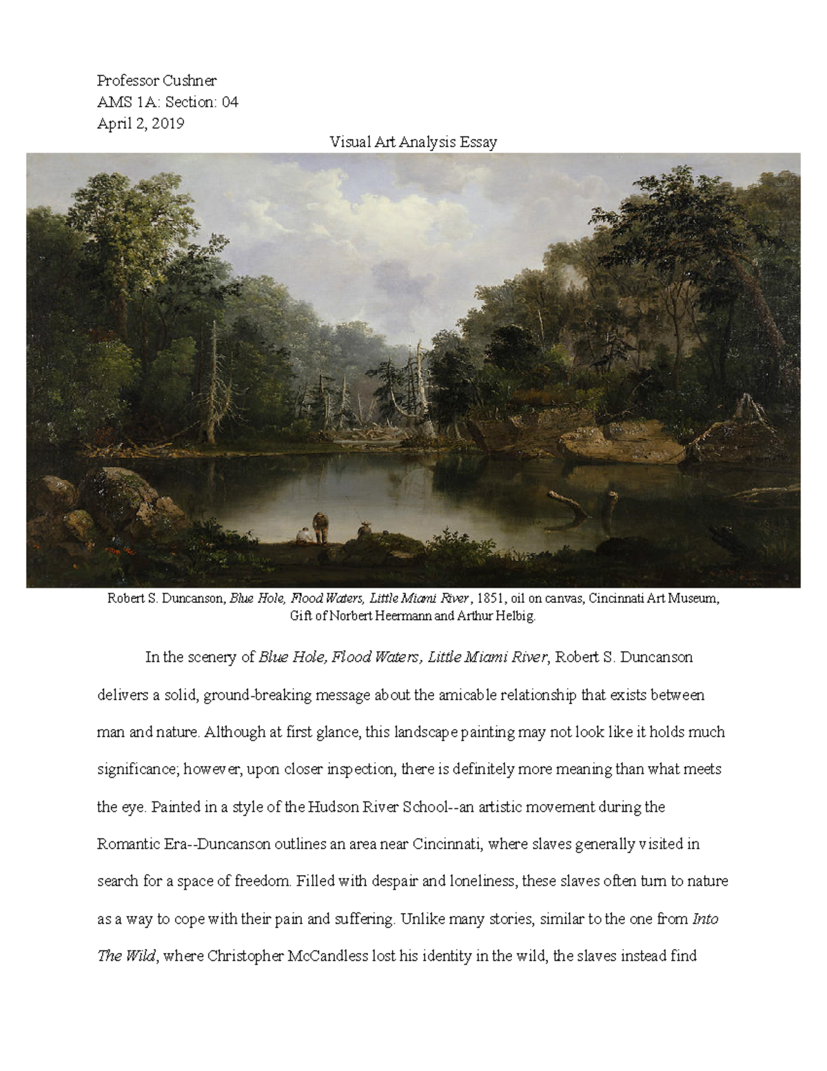 AMS 1A - Visual Art Analysis Essay Final - Professor Cushner AMS 1A ...