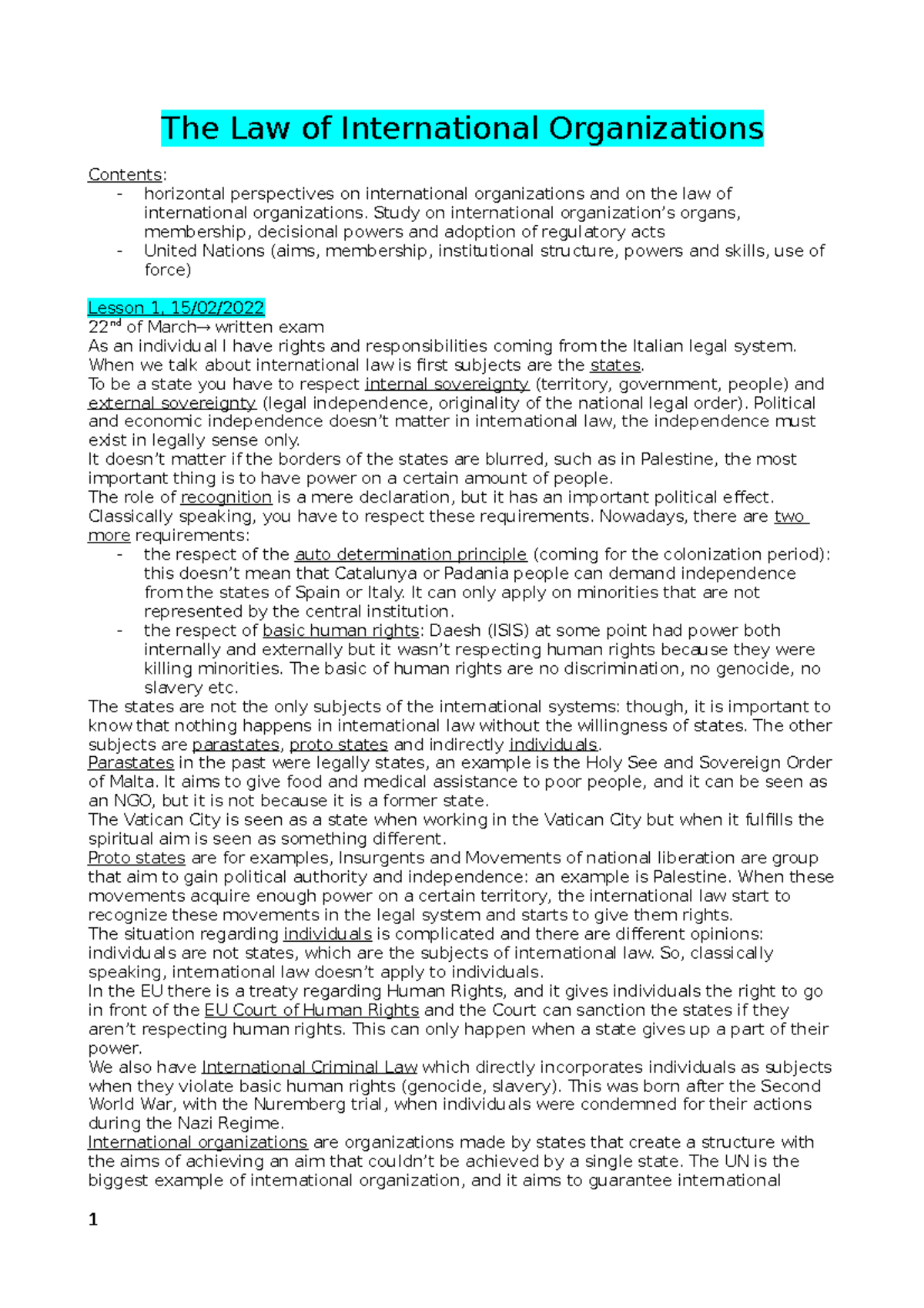 Law of International Organizations 1 - The Law of International ...