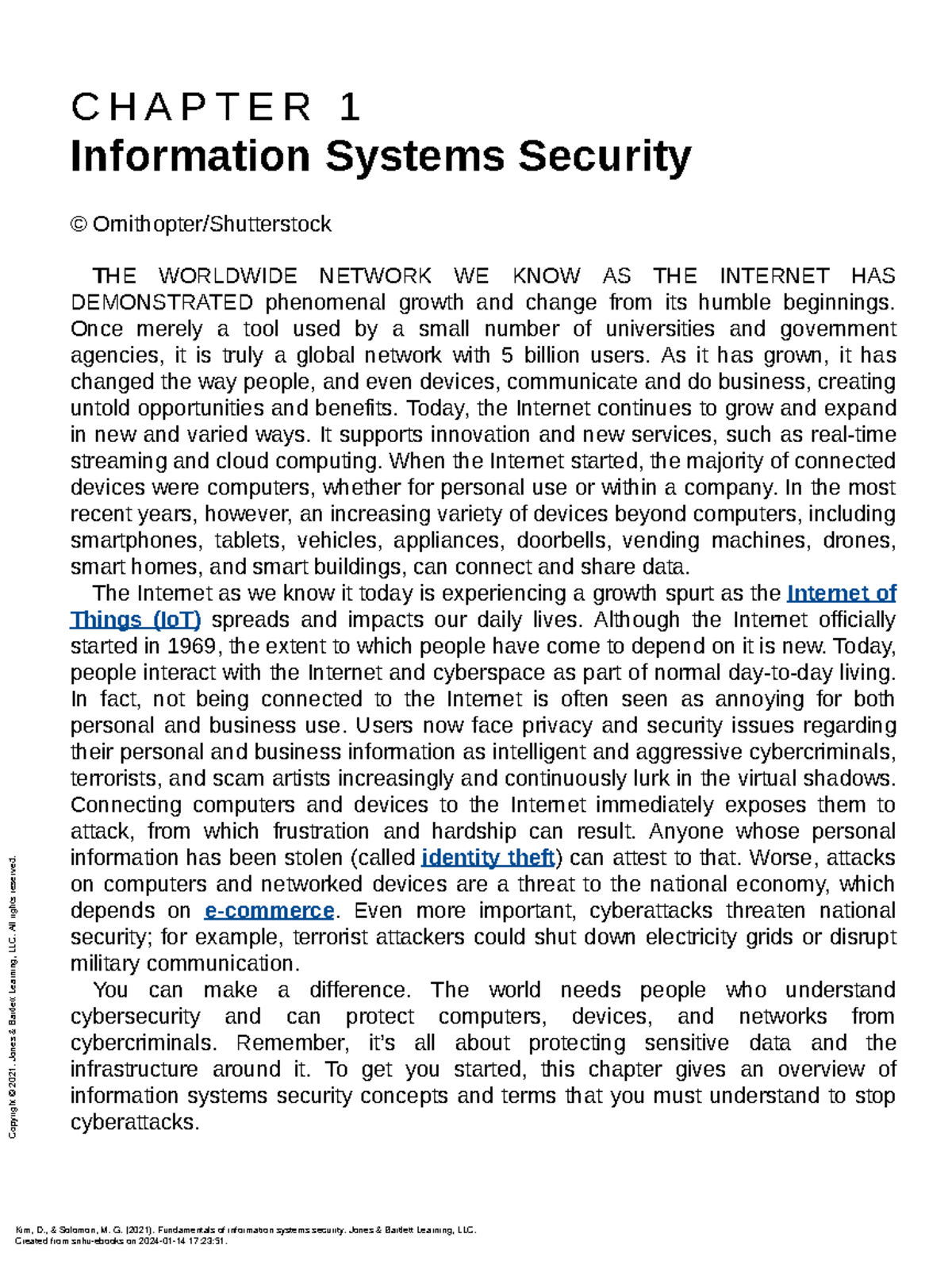 Fundamentals Of Information Systems Security Part 1 The Need For Information Security C H