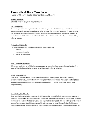 Self Control Note Template - Theoretical Note Template Name of Theory ...