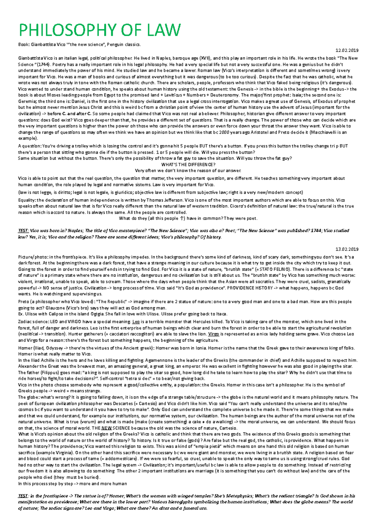 Philosophy OF LAW Appunti - PHILOSOPHY OF LAW Book: Gianbattista Vico ...