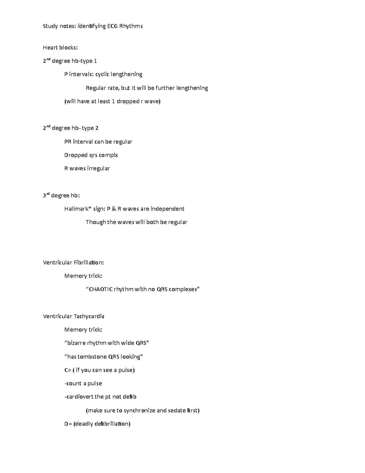 ACLS ecg course for nursing 2022 - Study notes: iden琀椀fying ECG Rhythms ...