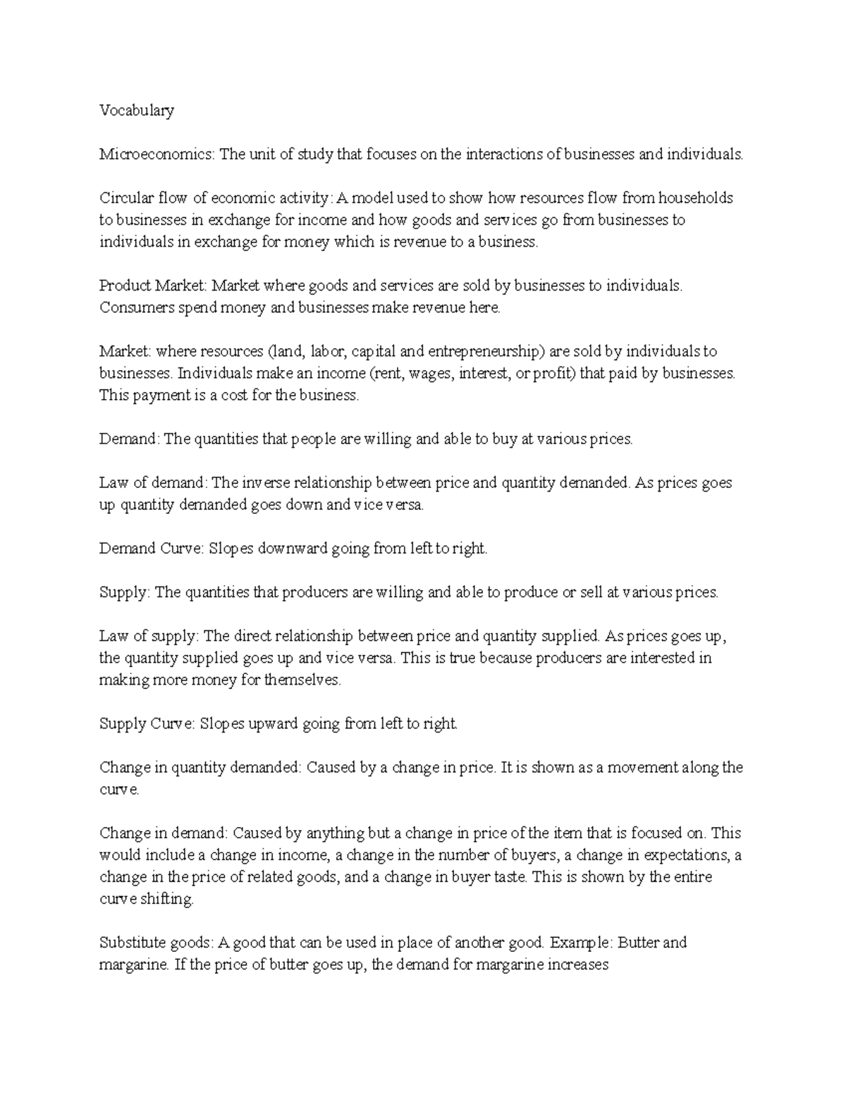 Vocabulary - ECON102_22FA22 APPLIED MICROECONOMICS Nidhi Thakur ...