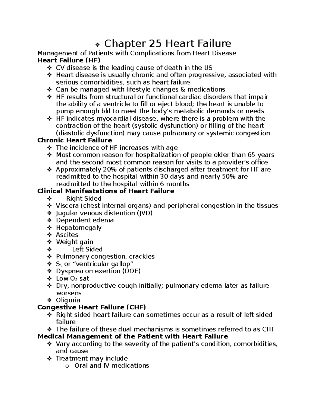 Chapter 25 Heart Failure - v Chapter 25 Heart Failure Management of ...