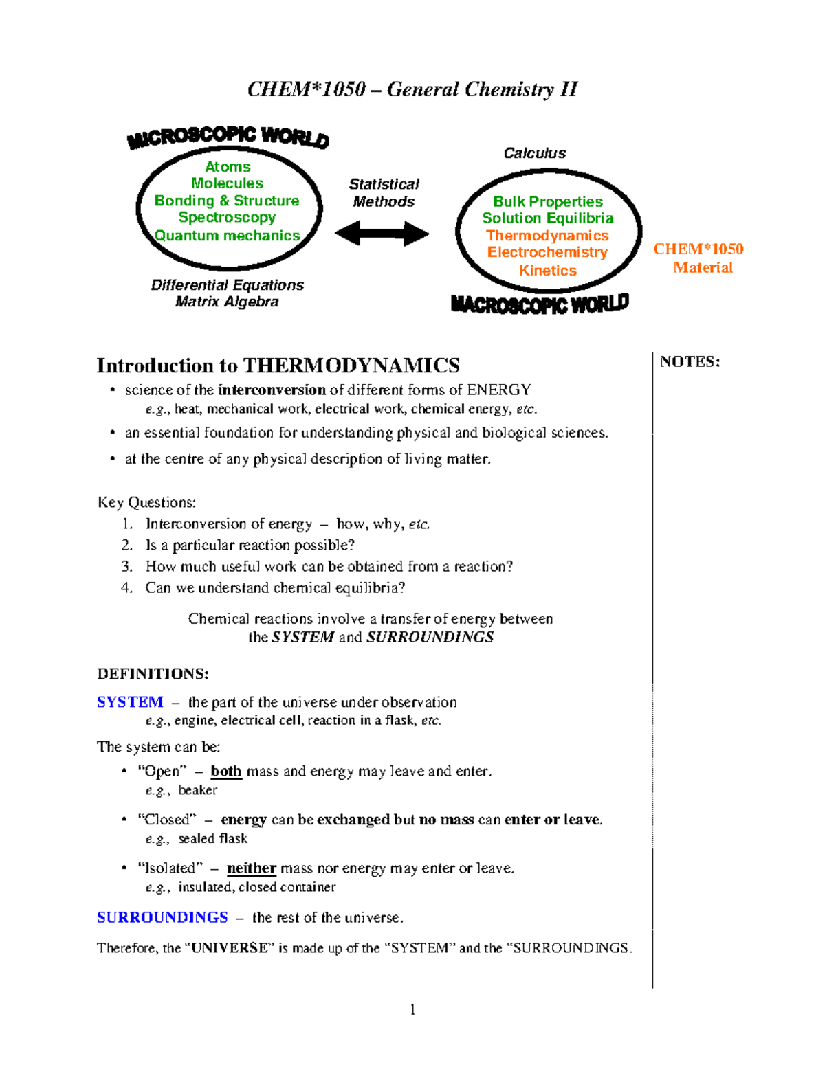 Thermochemistry lecture notes for help in course - CHEM*1050 – General ...