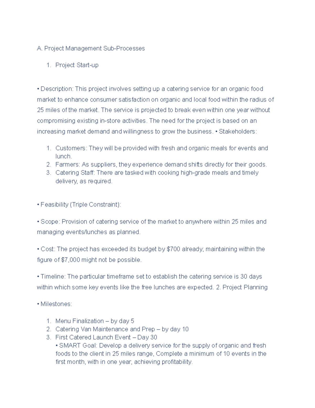Rnm1 - Managing a project - A. Project Management Sub-Processes 1 ...