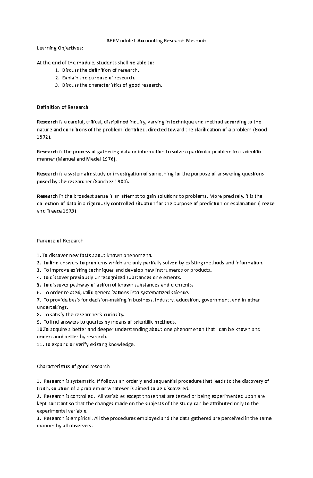 accounting research methods - AE6Module1 Accounting Research Methods ...