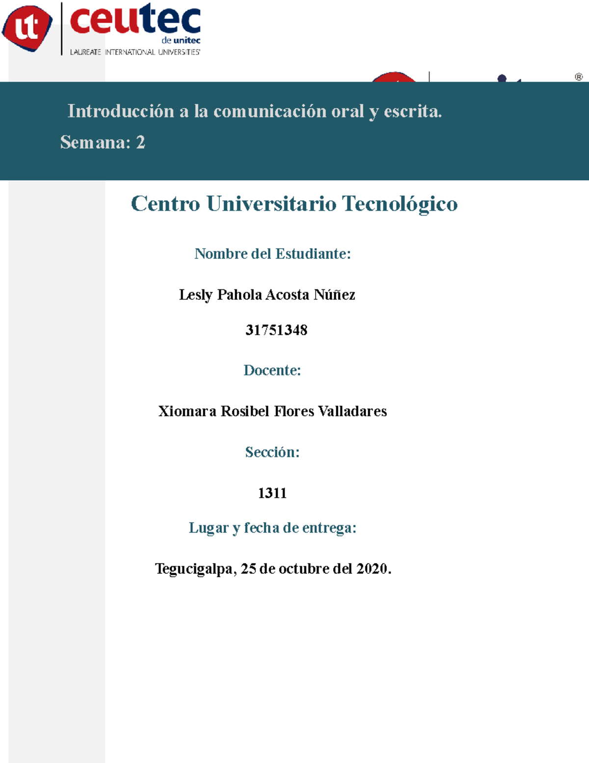 Lesly Acosta 31751348 S2 Español - Centro Universitario Tecnológico ...