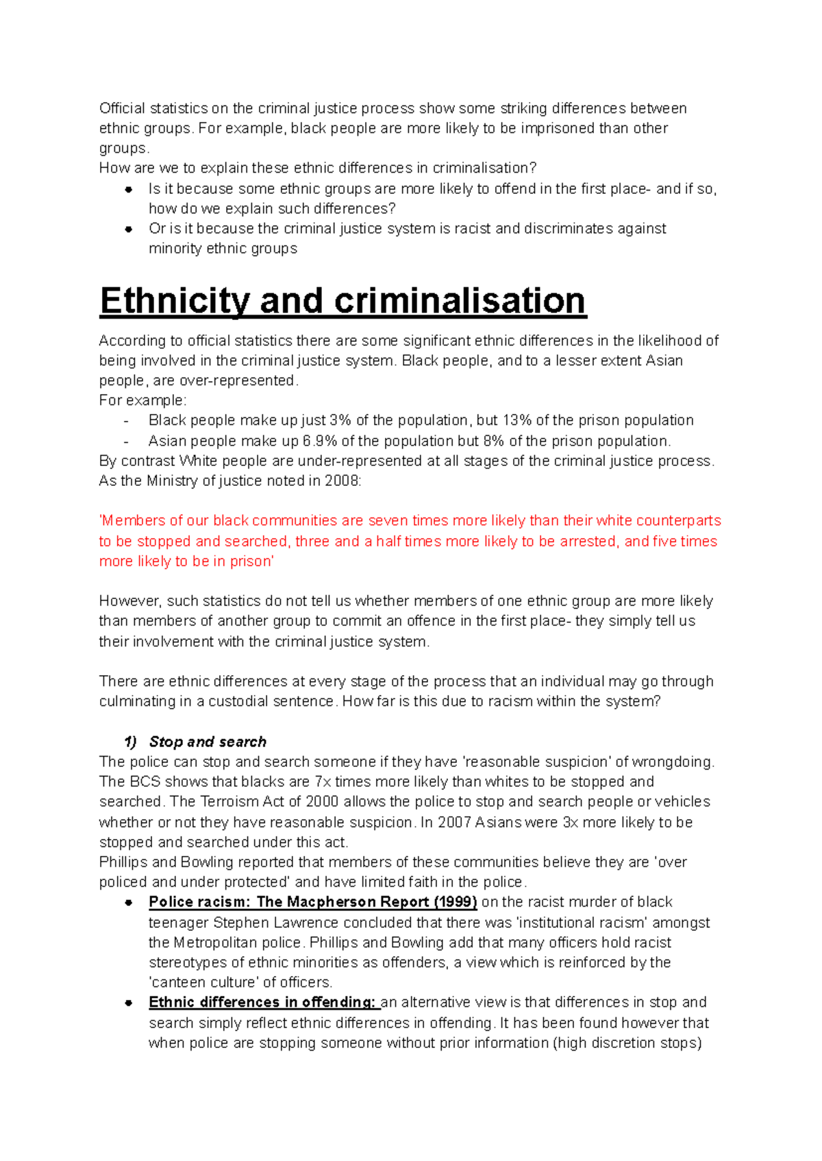 Ethnicity and crime - Official statistics on the criminal justice ...