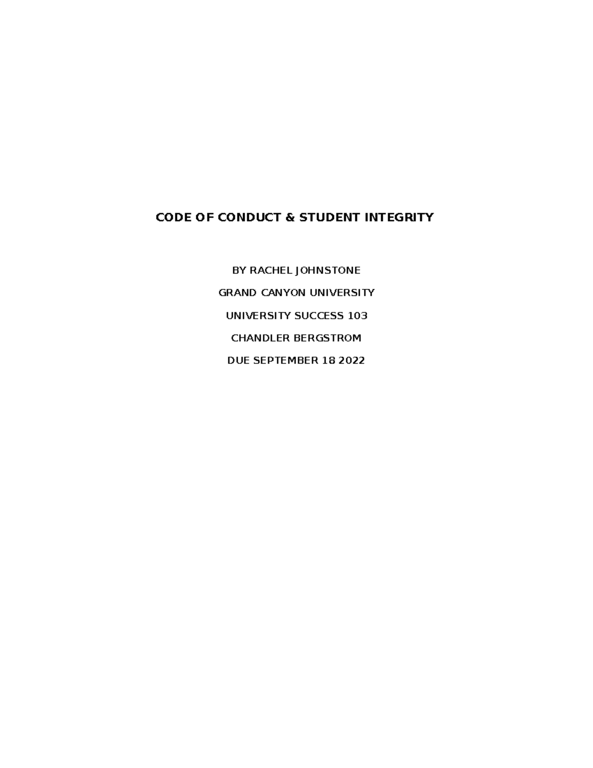 University success code of conduct - CODE OF CONDUCT & STUDENT ...