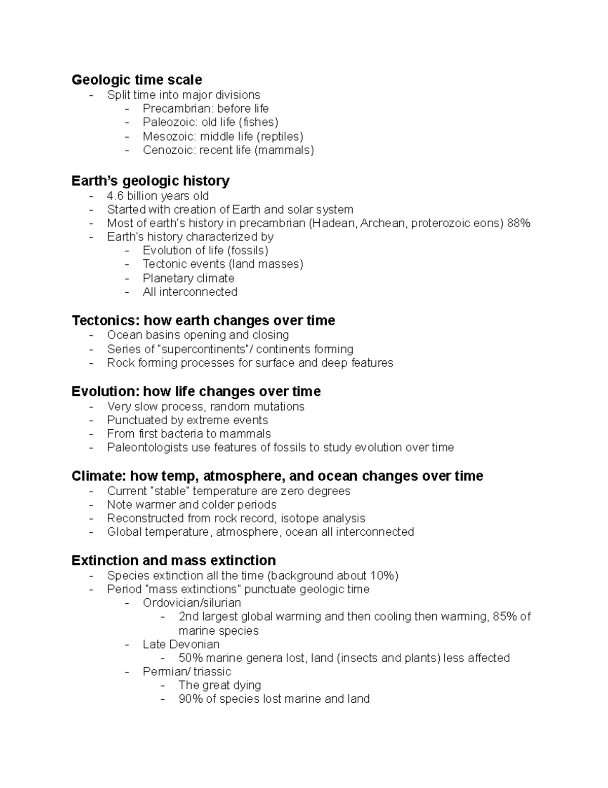 Geology Notes exam 3 - Geologic time scale Split time into major ...