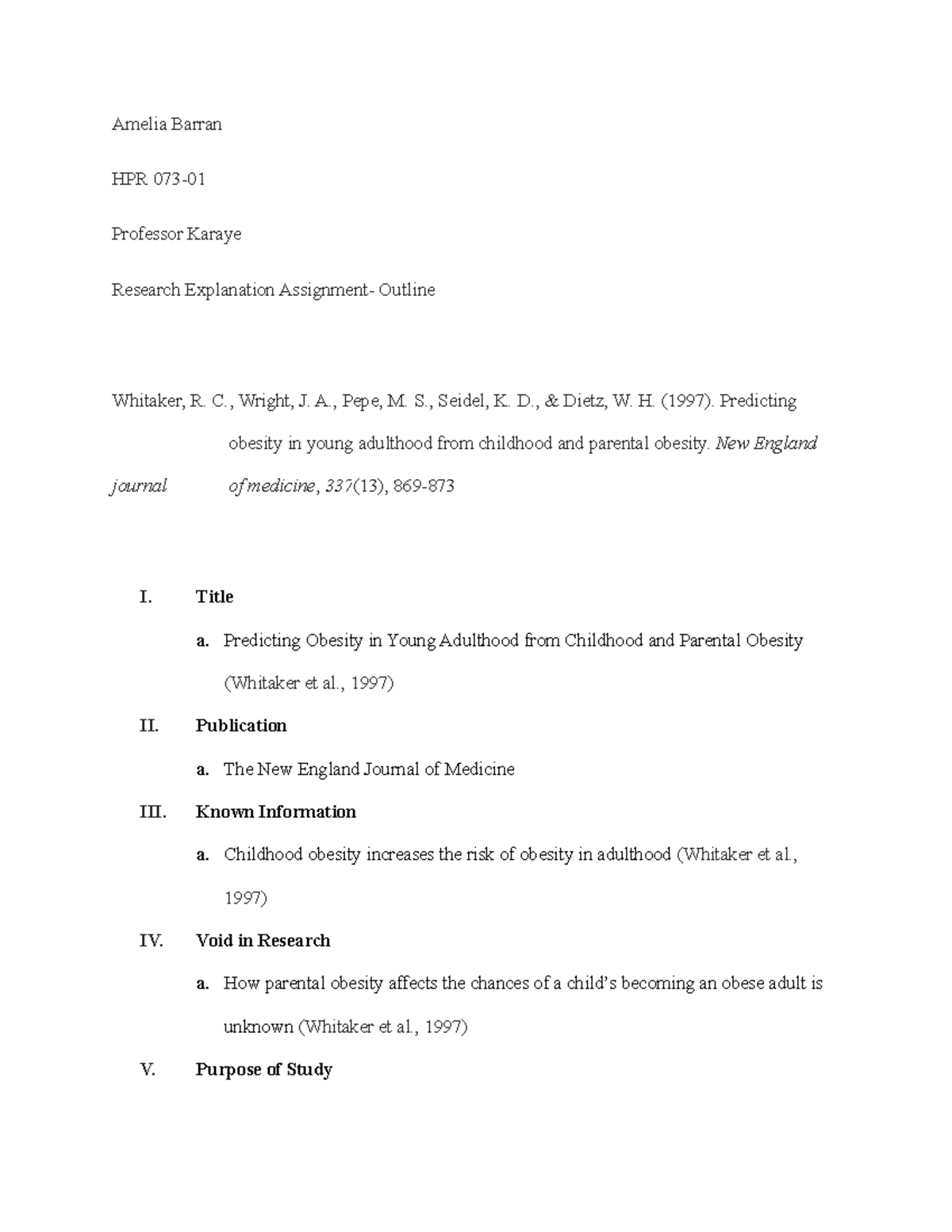 Research explanation assignment Handout - Amelia Barran HPR 073 ...