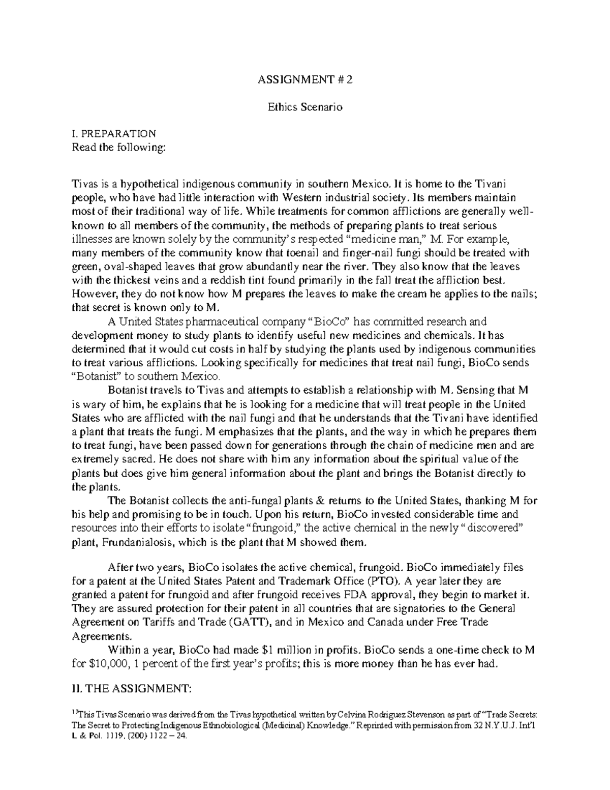 Ethics Scenario Mgt 251 Fall '23 - 17 This Tivas Scenario was derived ...