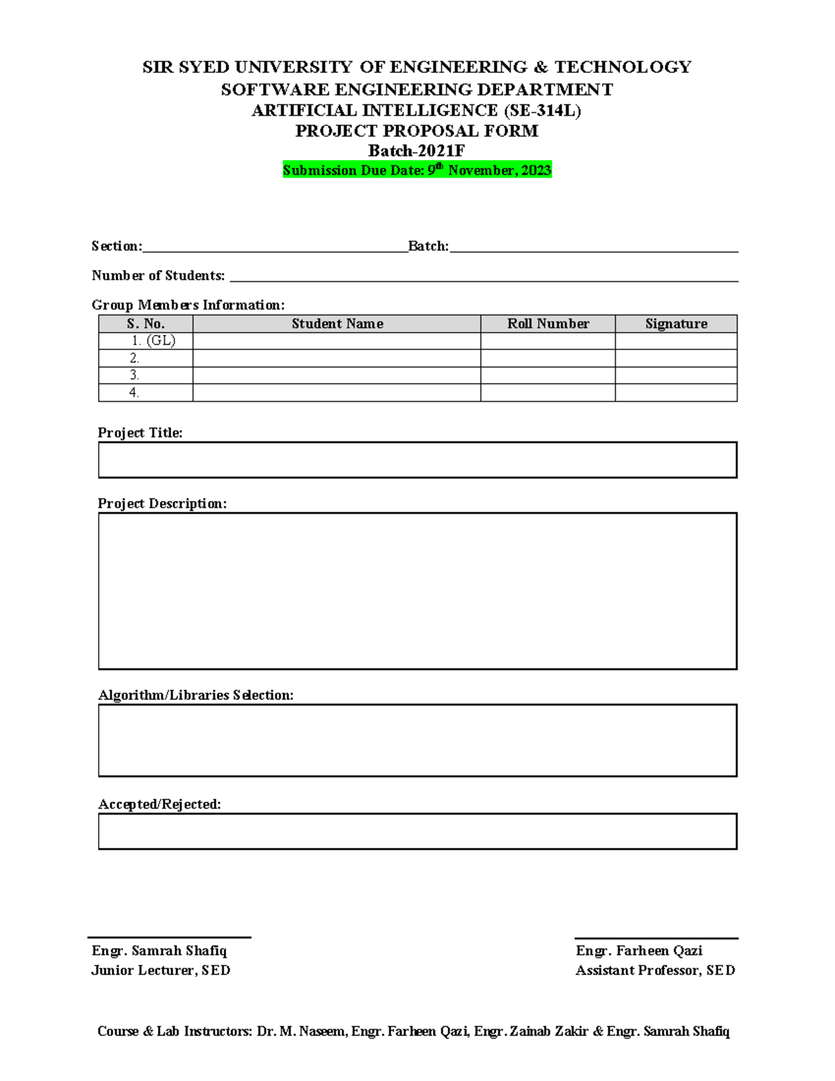 AI Project Proposal Form (Batch-2021F) - Course & Lab Instructors: Dr ...