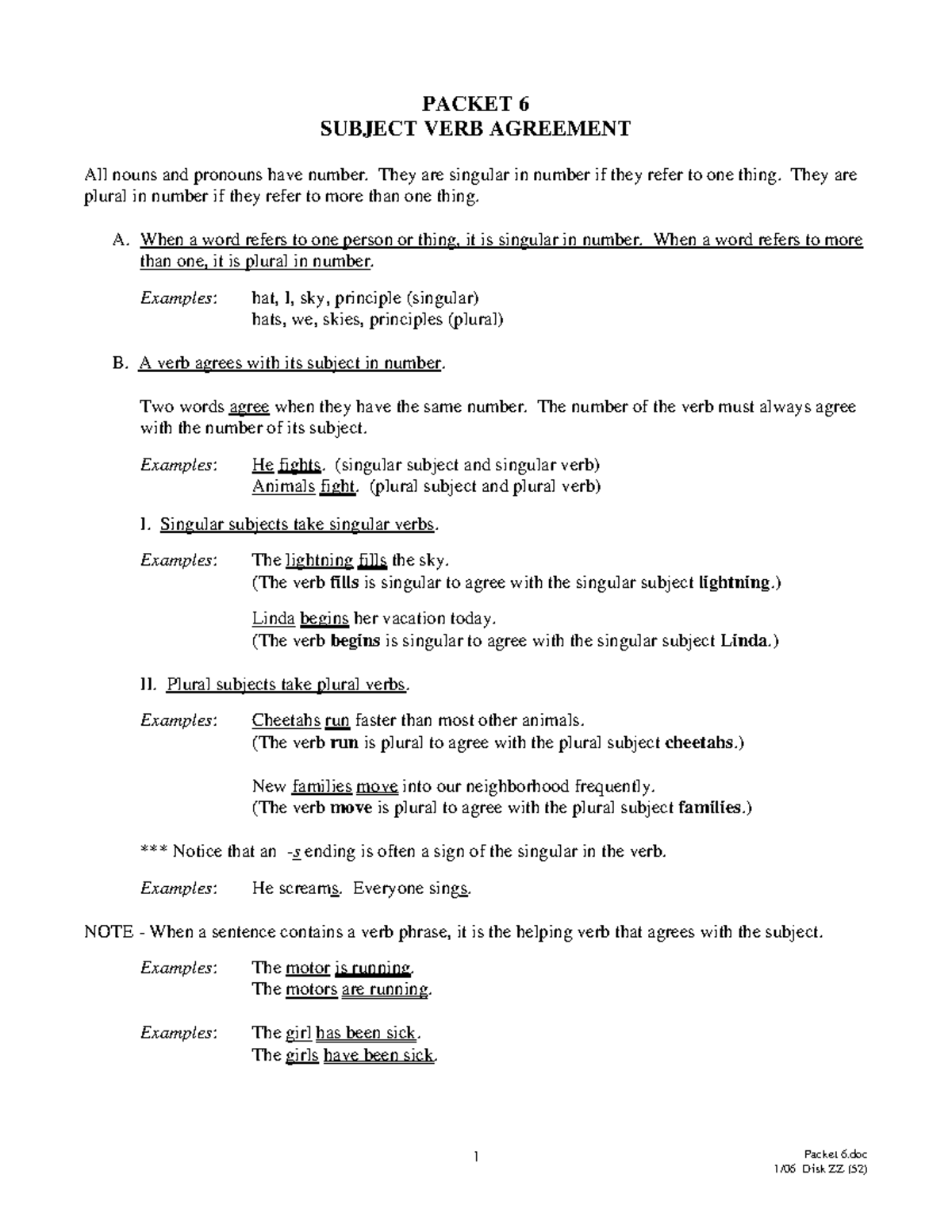 Packet 6 Subject Verb Agreement PACKET 6 SUBJECT VERB AGREEMENT All packet-6-subject-verb-agreement-packet-6-subject-verb-agreement-all