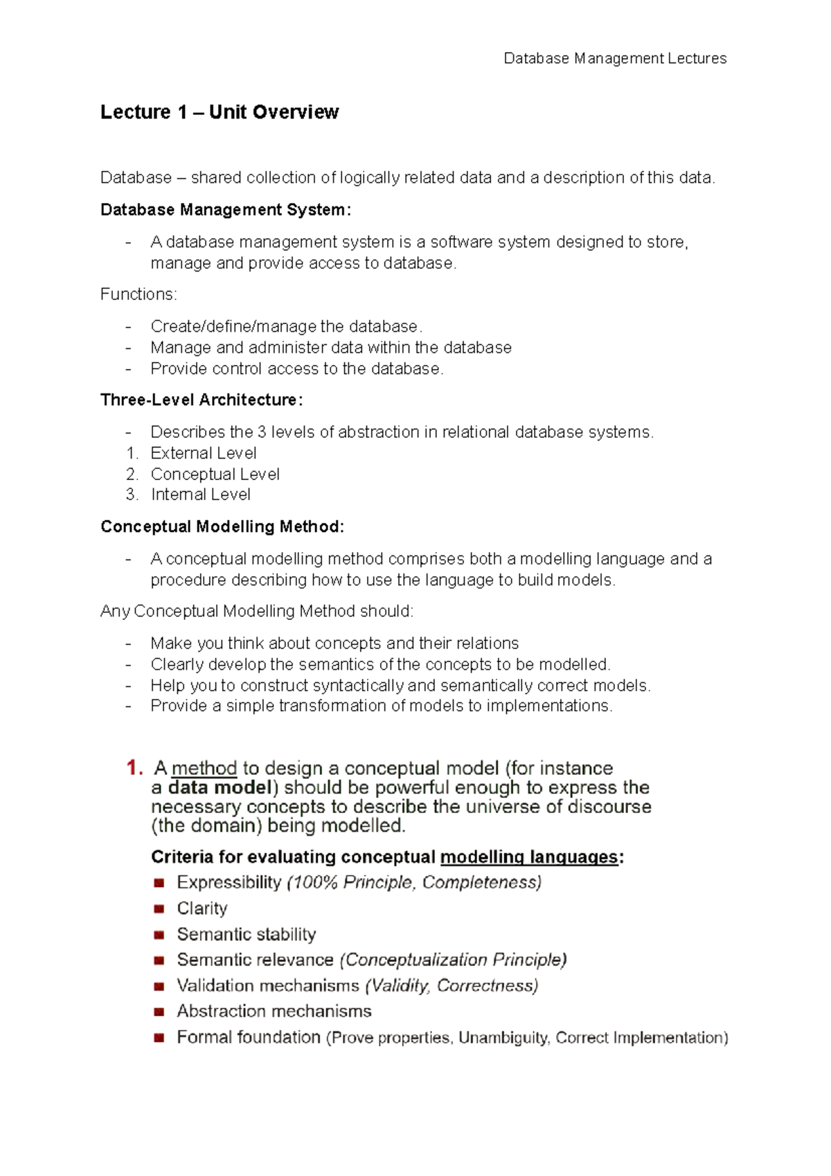 Database Management - Lectures - Lecture 1 – Unit Overview Database ...