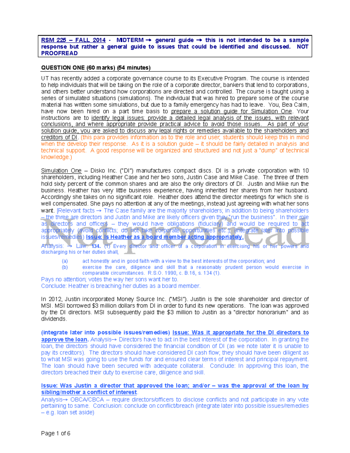 Exam 2016, other - 2016 winter term test - RSM 225 – FALL 2014 ...