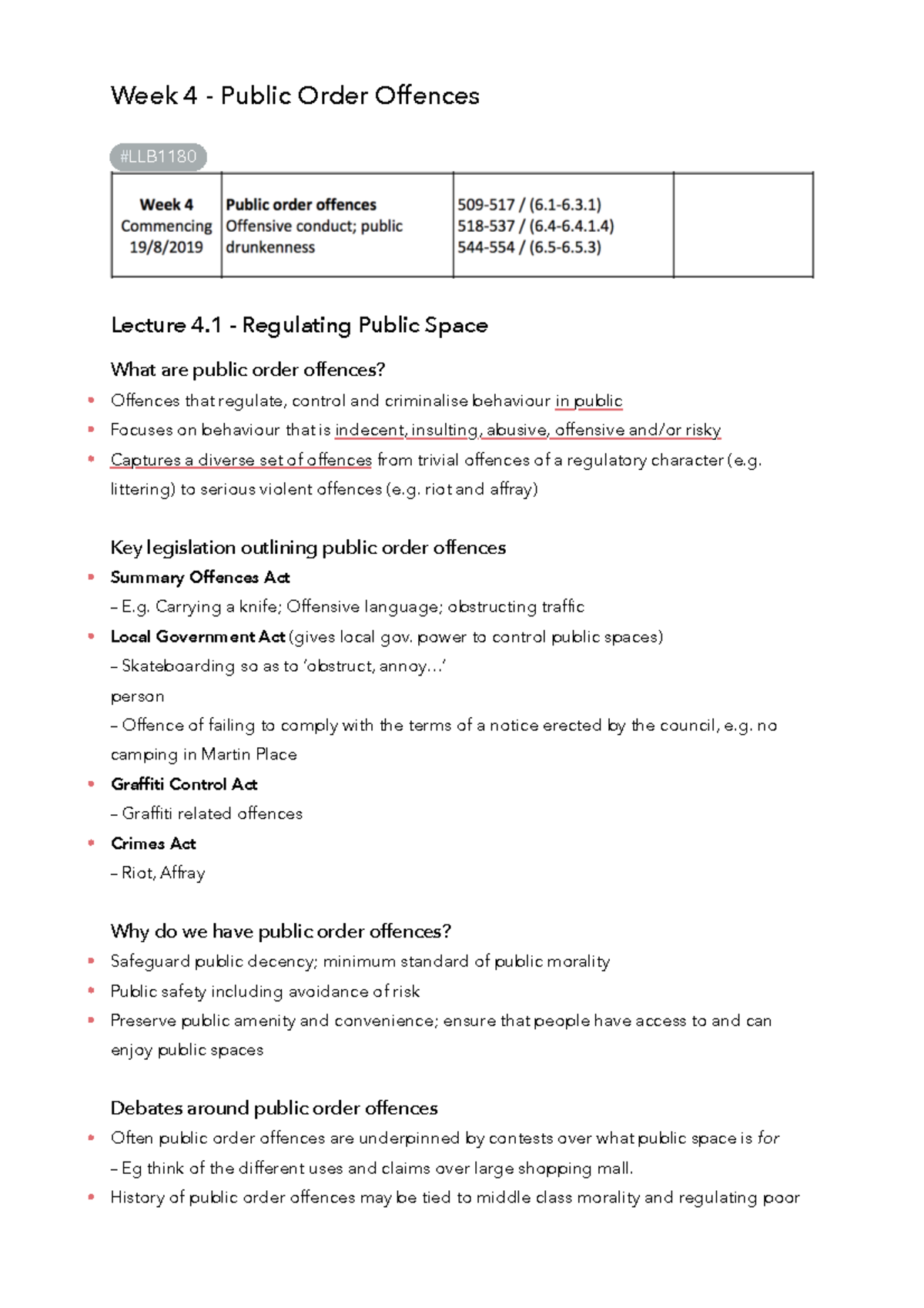 Week 4 - Public Order Offences - Week 4 - Public Order Offences #LLB ...