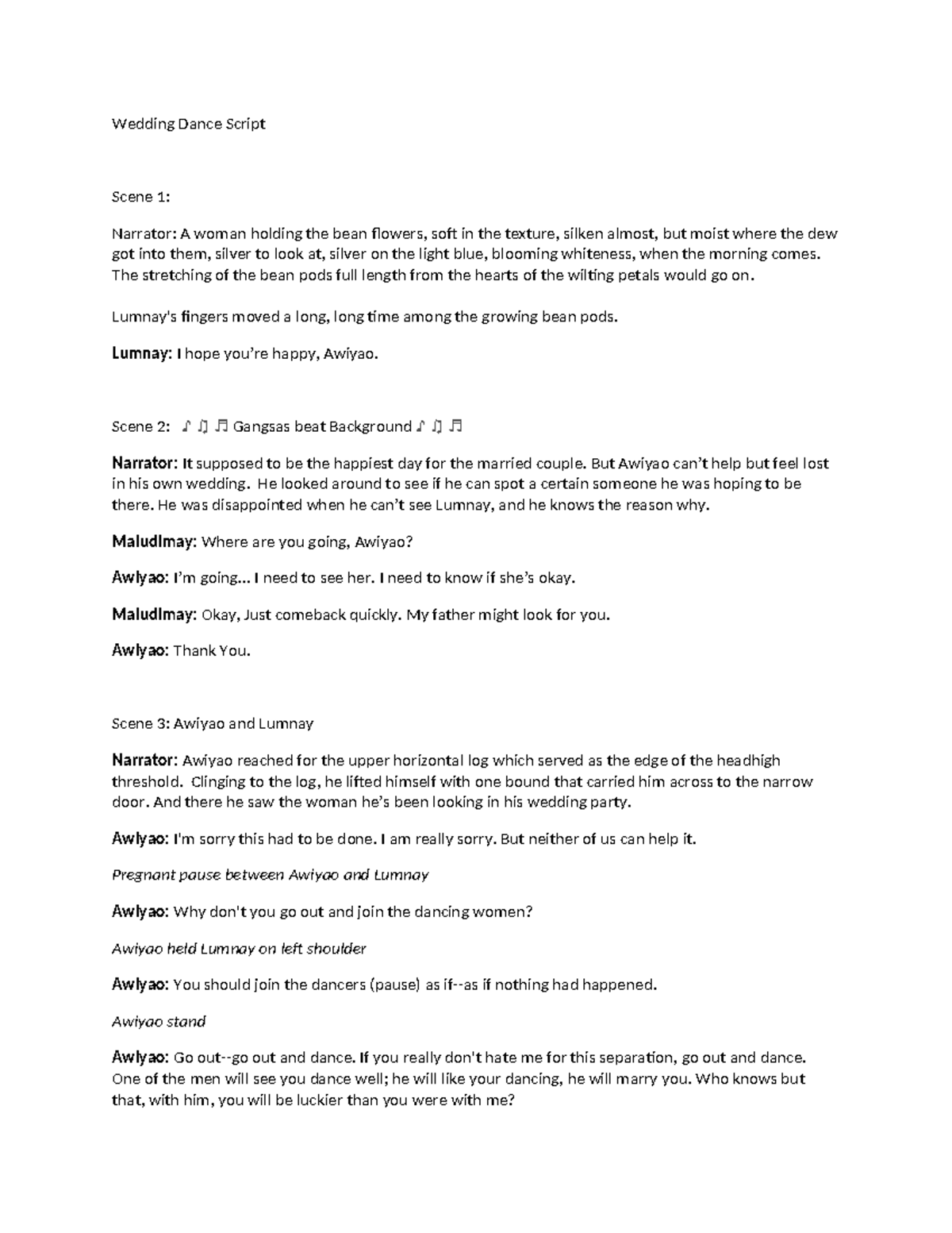 The wedding dance script by amador daguio - Wedding Dance Script Scene ...