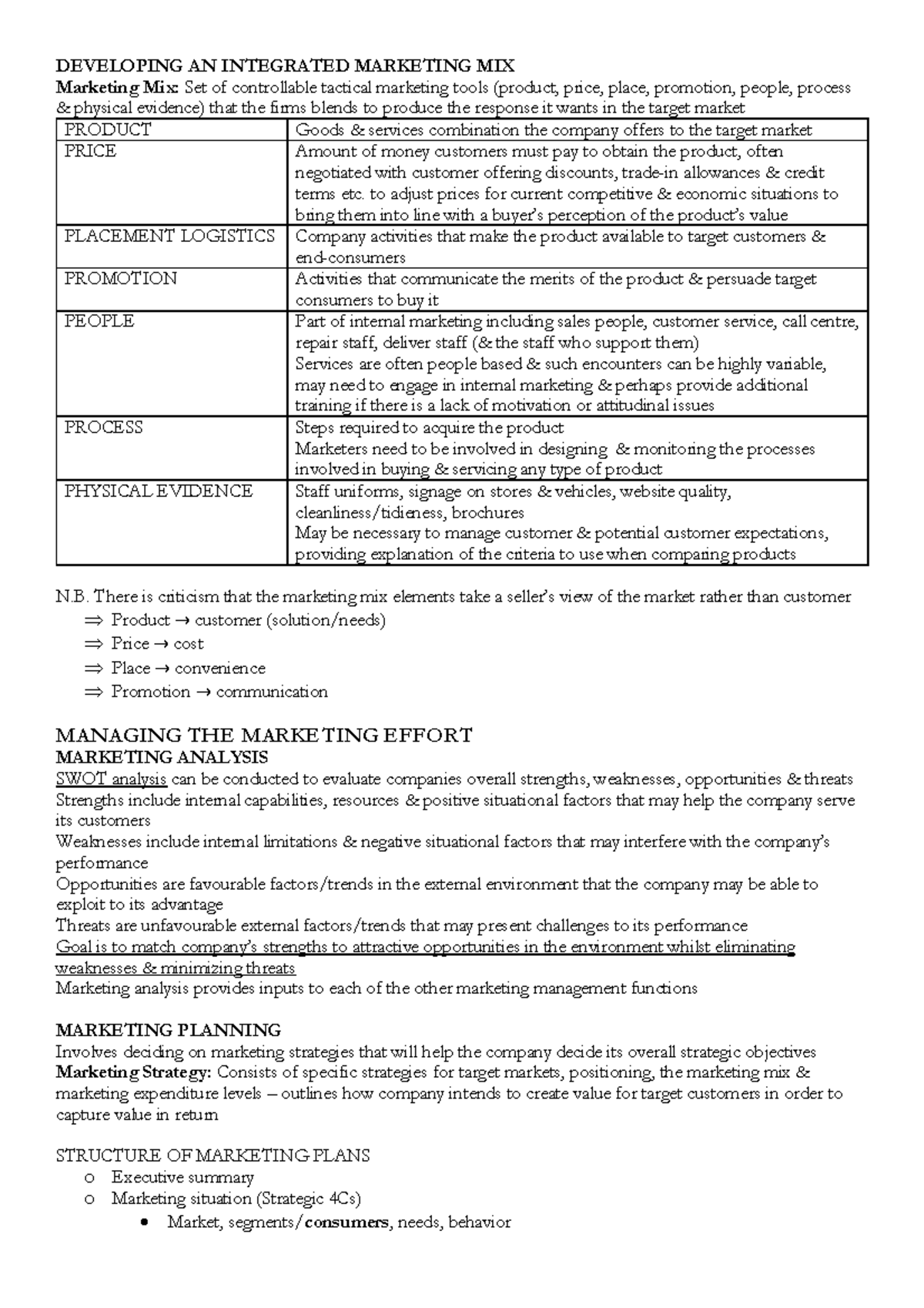 Marketing principles - DEVELOPING AN INTEGRATED MARKETING MIX Marketing ...