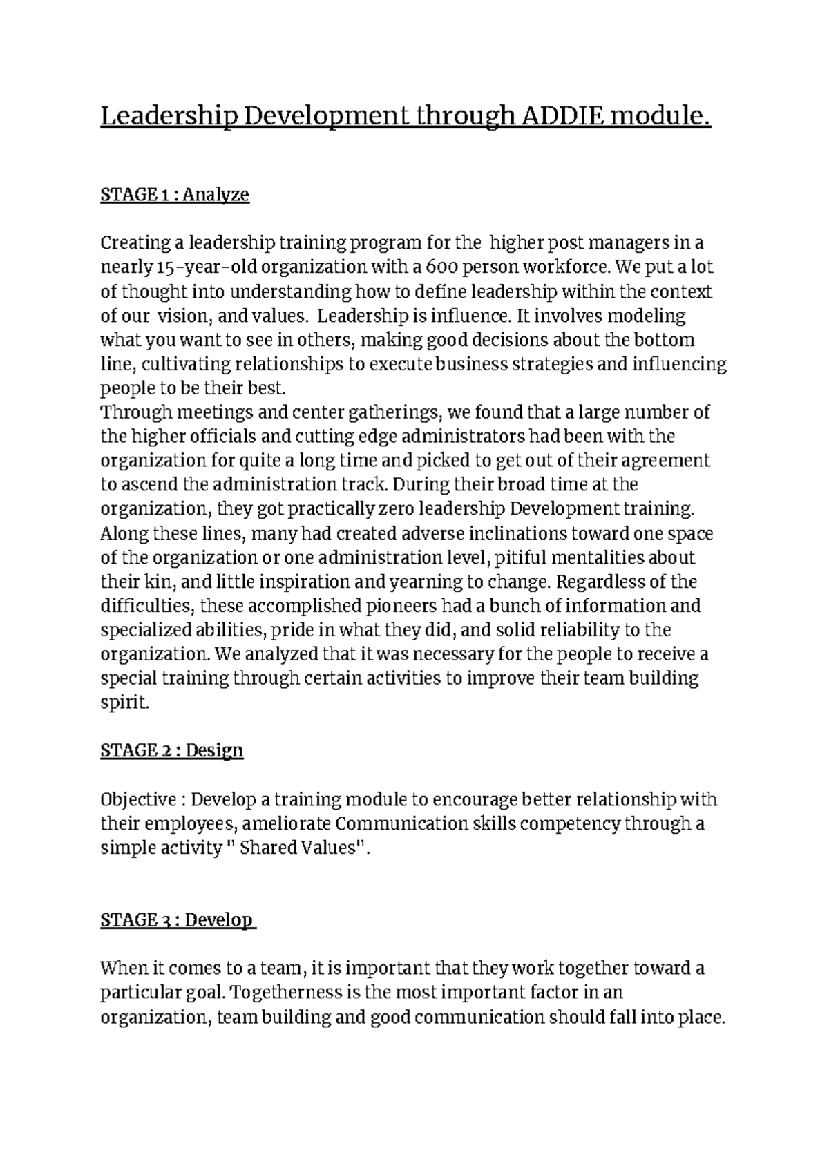 File 5 - Leadership Development through ADDIE module. - PSYC 1010 ...