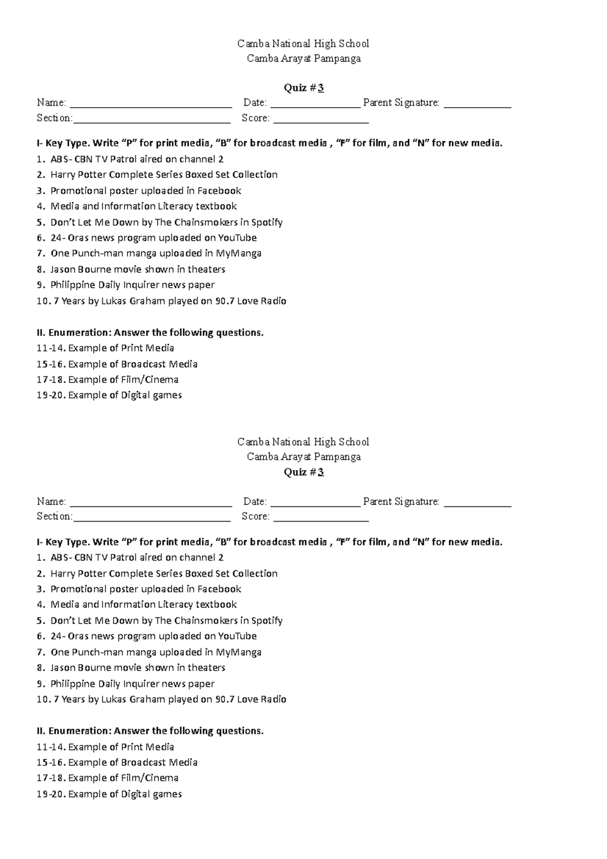 Quiz3 MIL 2022 23 - Additional Learning materials - Camba National High ...