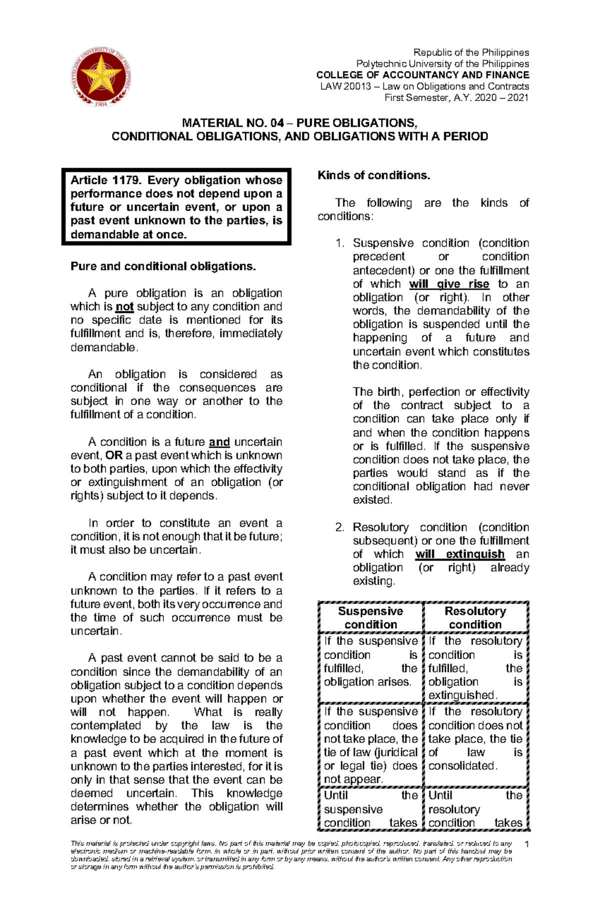 IM04 PURE Conditional AND Obligations WITH A Period - Polytechnic ...