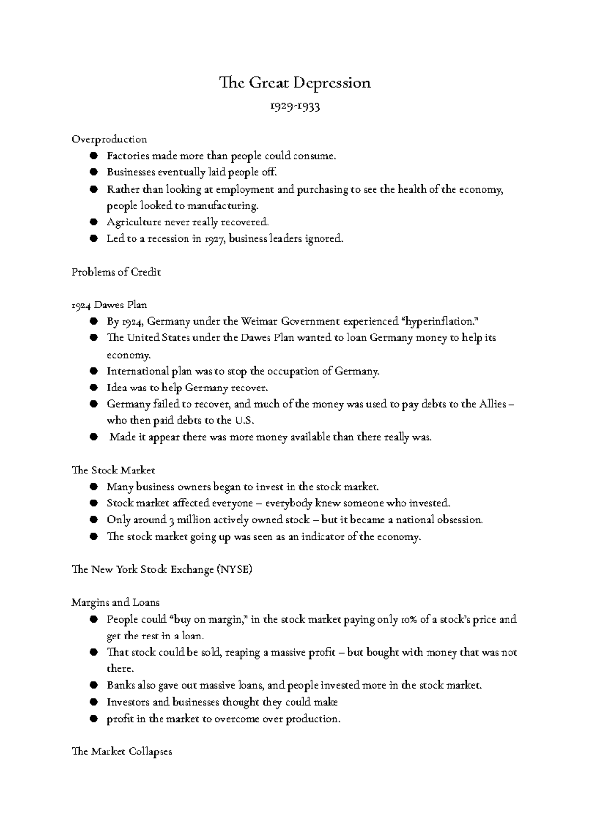 L5 - The Great Depression - 1929-1933 - The Great Depression 1929 ...