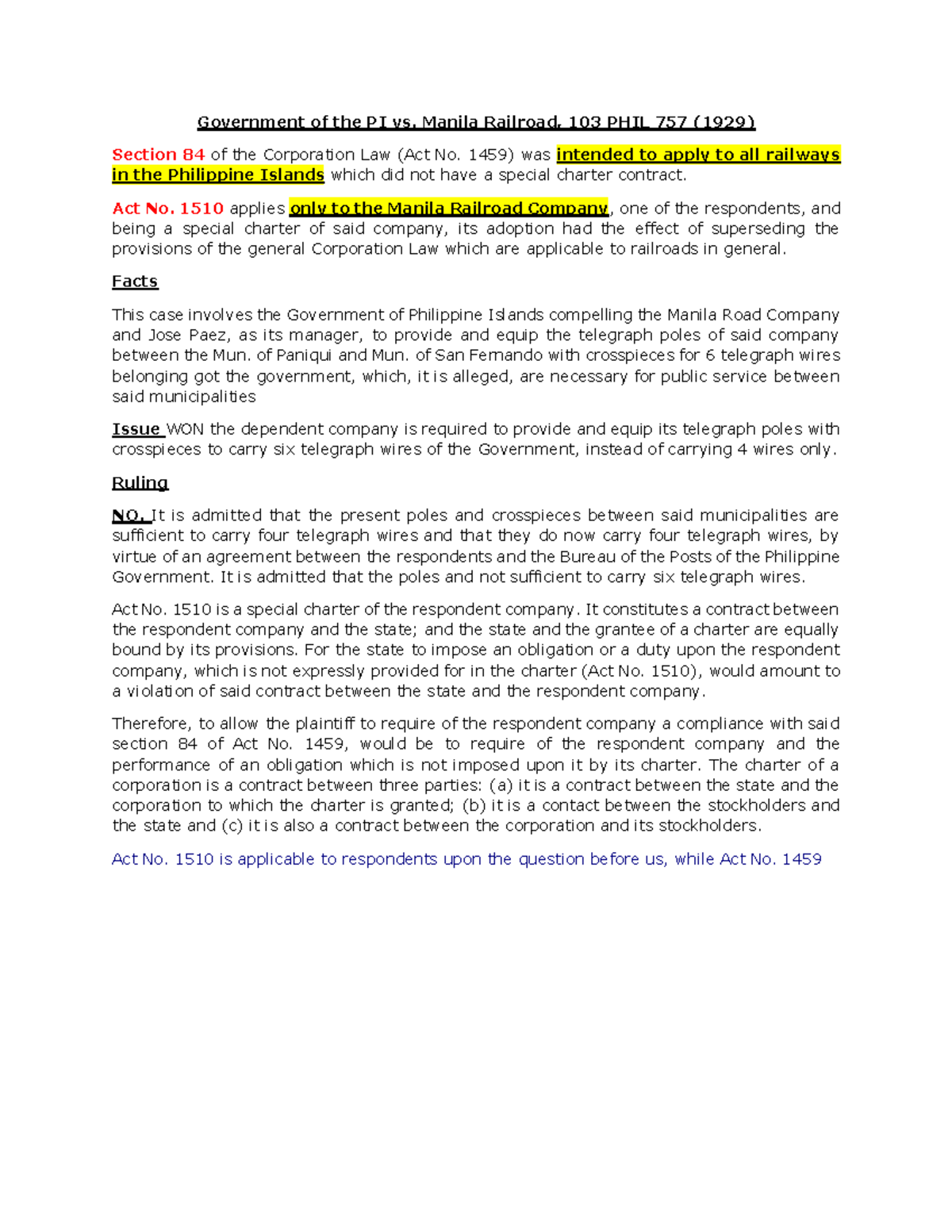 Government of the PI vs - Case Digest - Government of the PI vs. Manila ...
