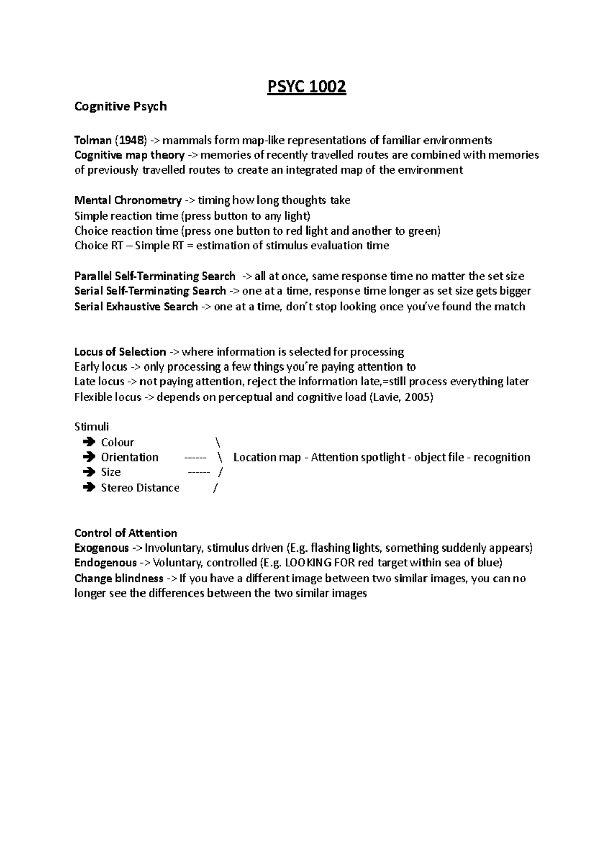 PSYC 1002 Notes - Cognitive processes, Mental health conditions ...