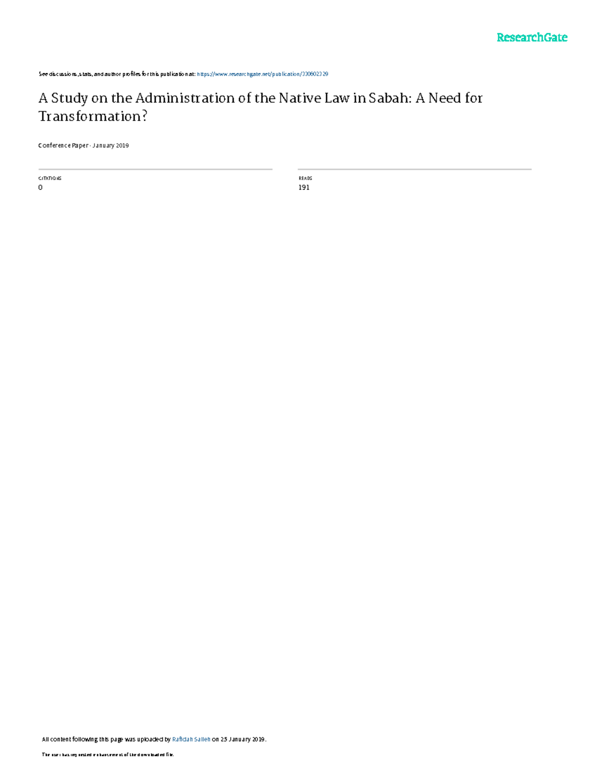 A Study on the Administration of the Native Law in Sabah A Need for ...