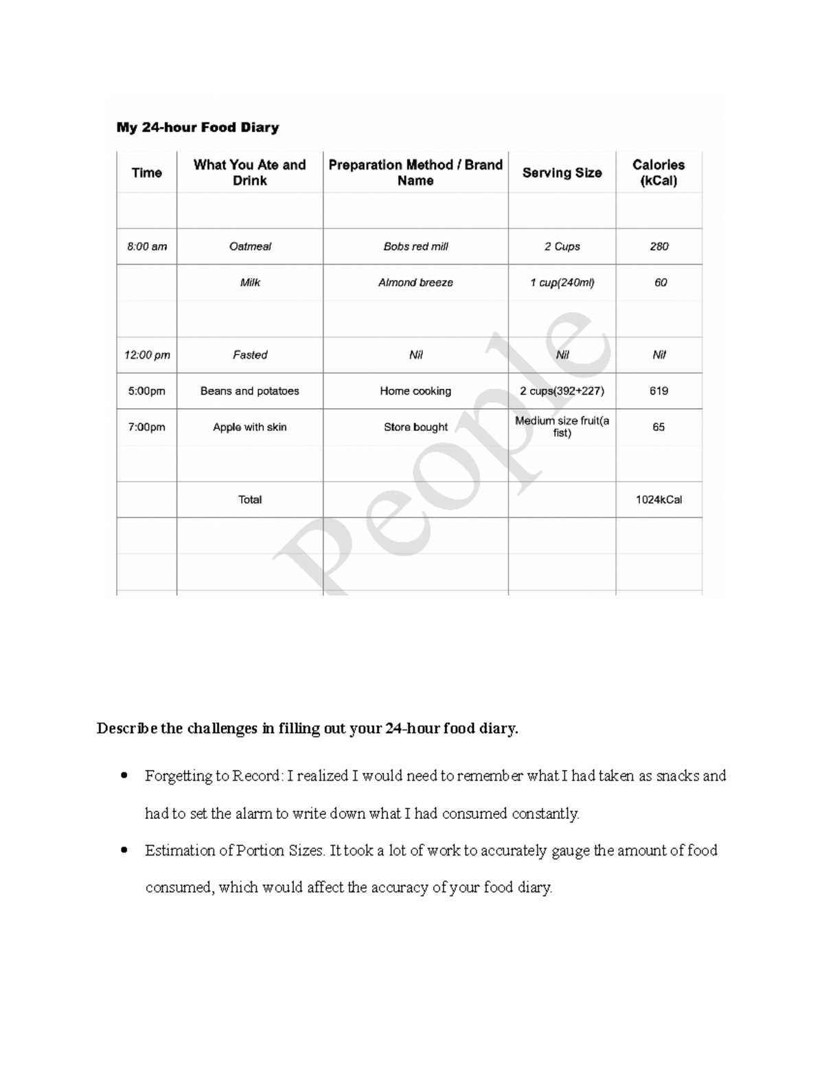 Nutrition Unit 1 written assignment - Describe the challenges in ...