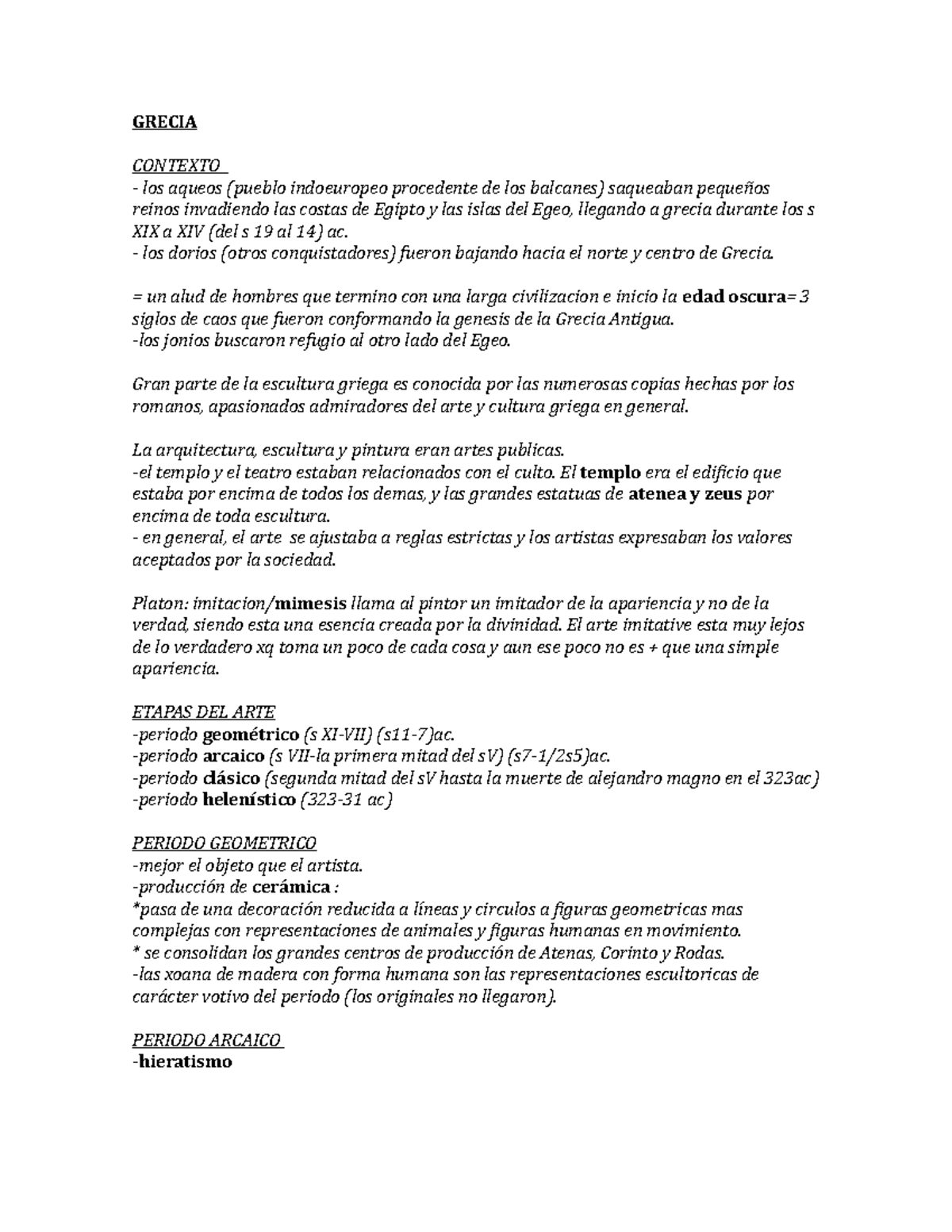 Resumen historia 1 - Diseño de indumentaria - UBA - GRECIA CONTEXTO los ...