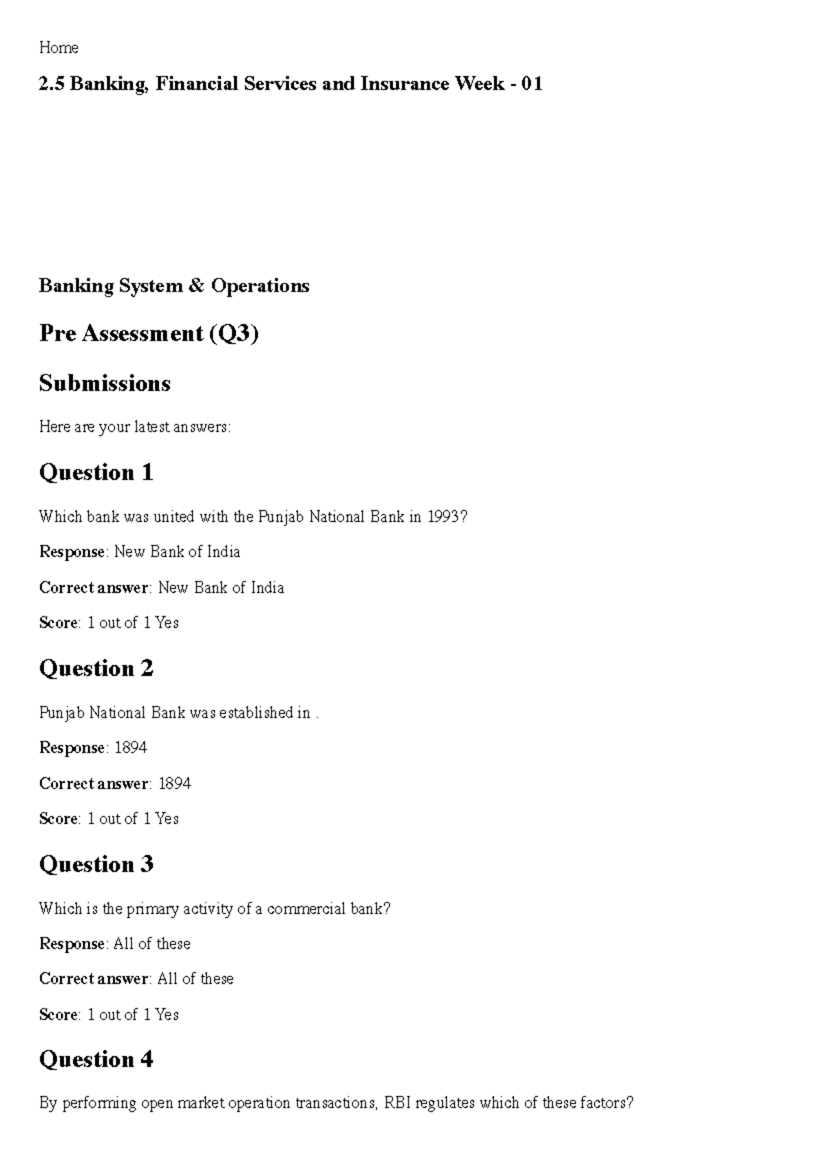 Week 1 Banking, Financial Services and Insurance Week - 01 - Pre ...