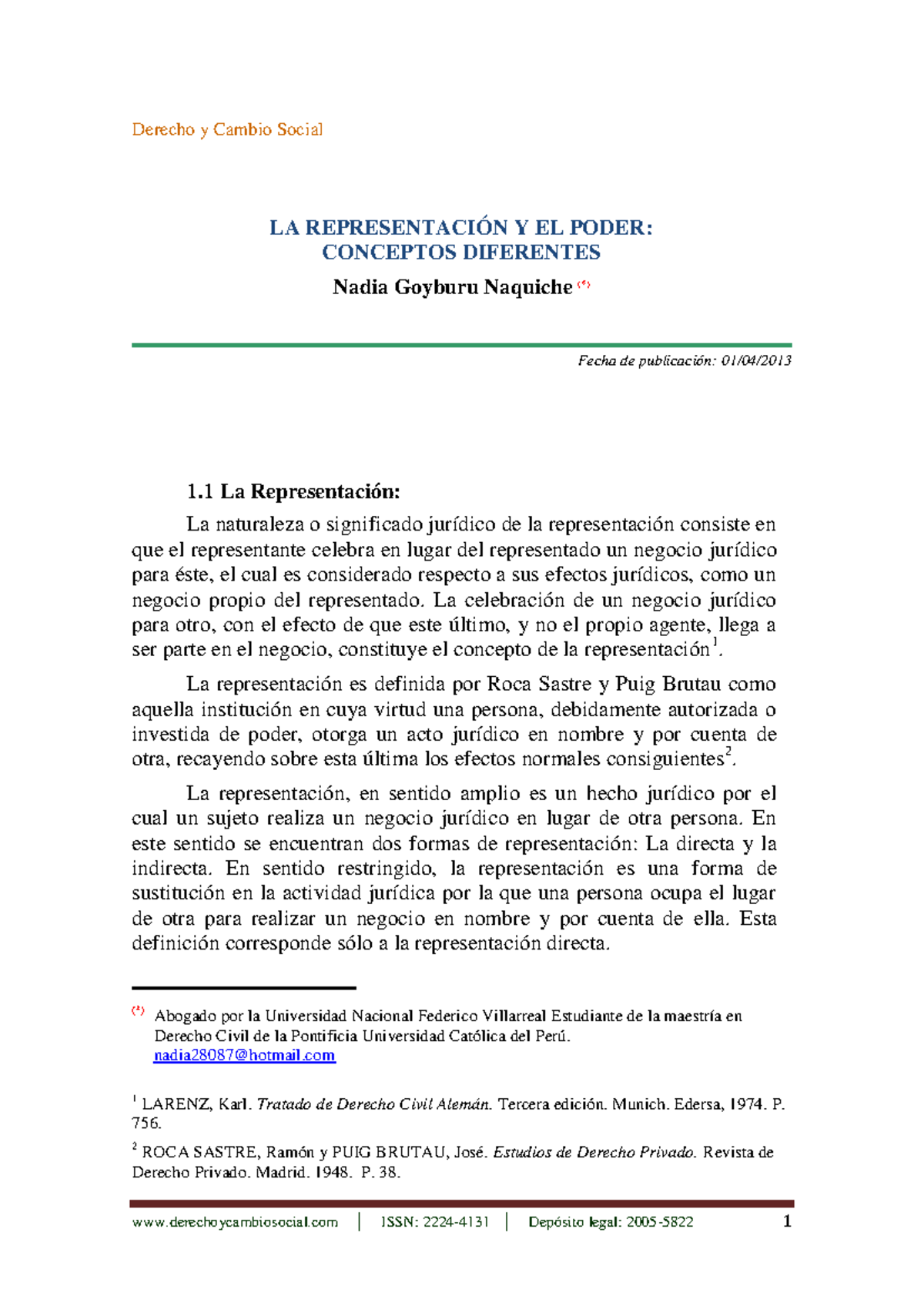 Lectura Representacion& Poder - Derecho y Cambio Social LA ...