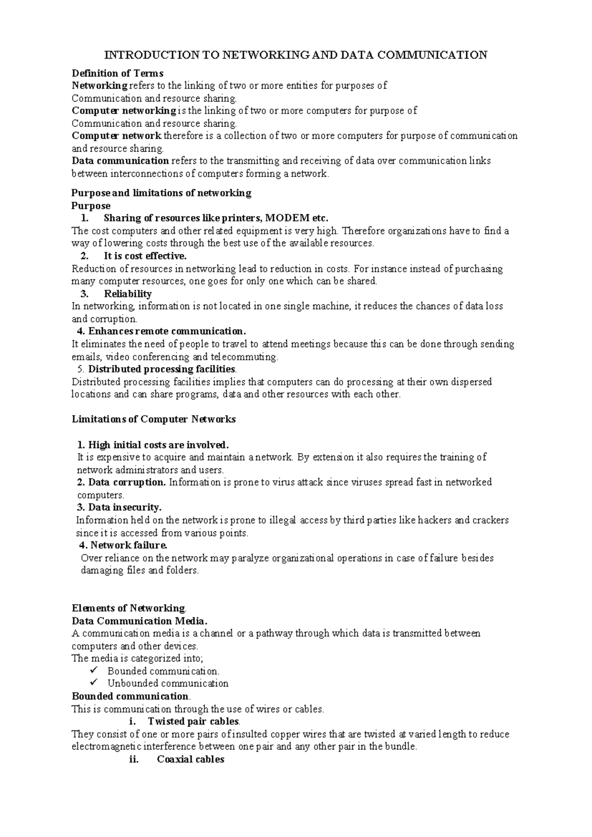 Internet - DETAILED NOTES - INTRODUCTION TO NETWORKING AND DATA ...