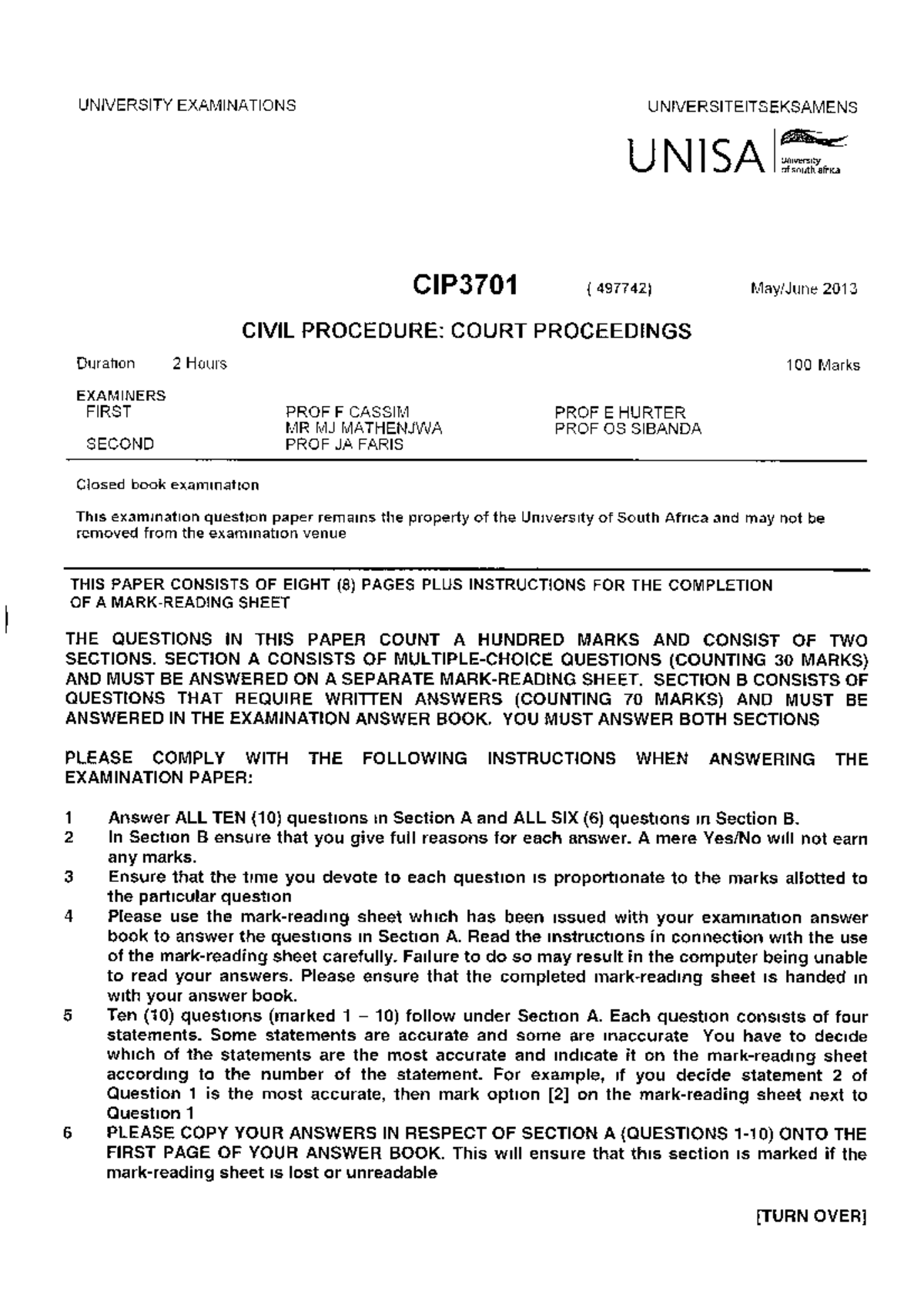 Unisa- Exam Paper 2013 06 - LCR500 - Studocu