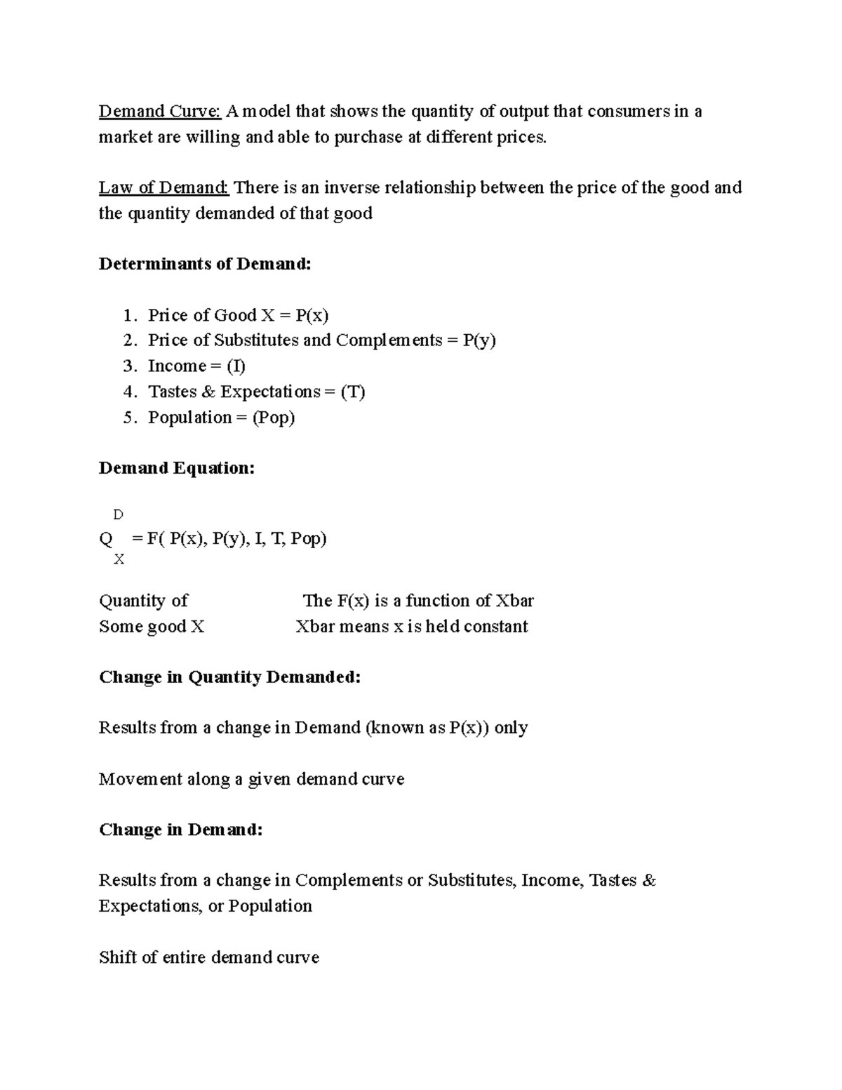 Macro 9 14 Ch. 4 - In depth notes on lecture given on 9/14 - Demand ...
