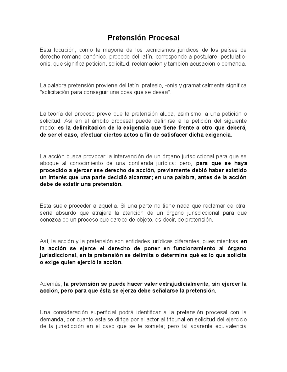 Pretensión Procesal - Apuntes 1-5 - Pretensión Procesal Esta locución ...