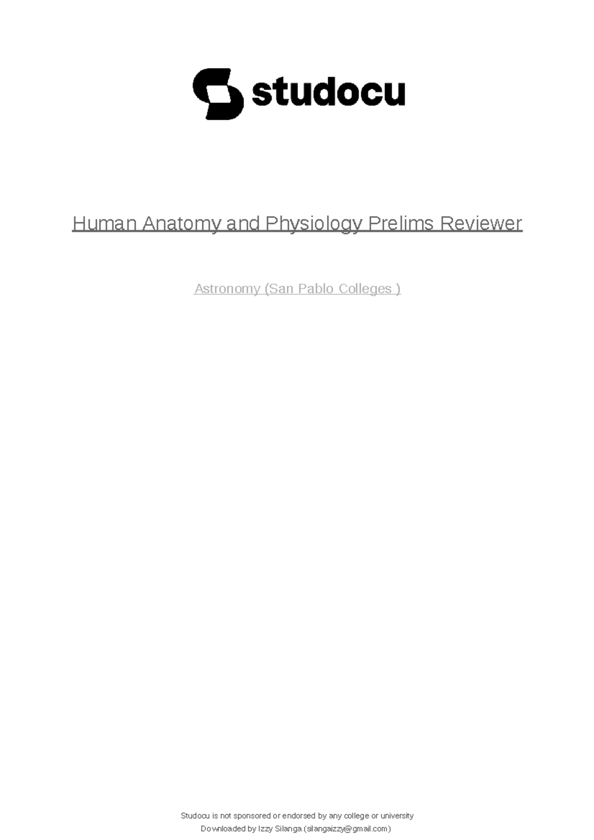 Human anatomy and physiology prelims reviewer Human Anatomy And